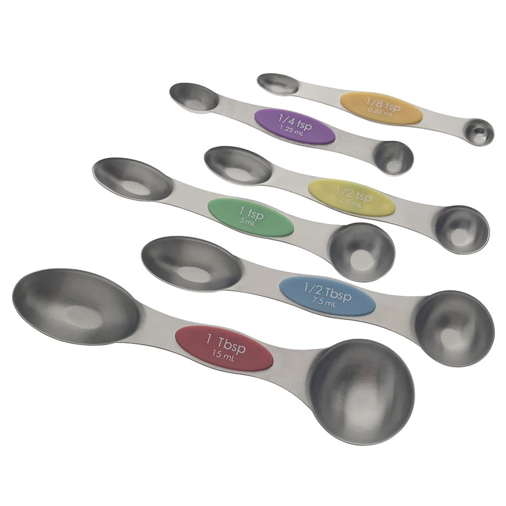 LANGERIY 6PCS Stainless Steel Double Head Measuring Spoons Magnetic ...