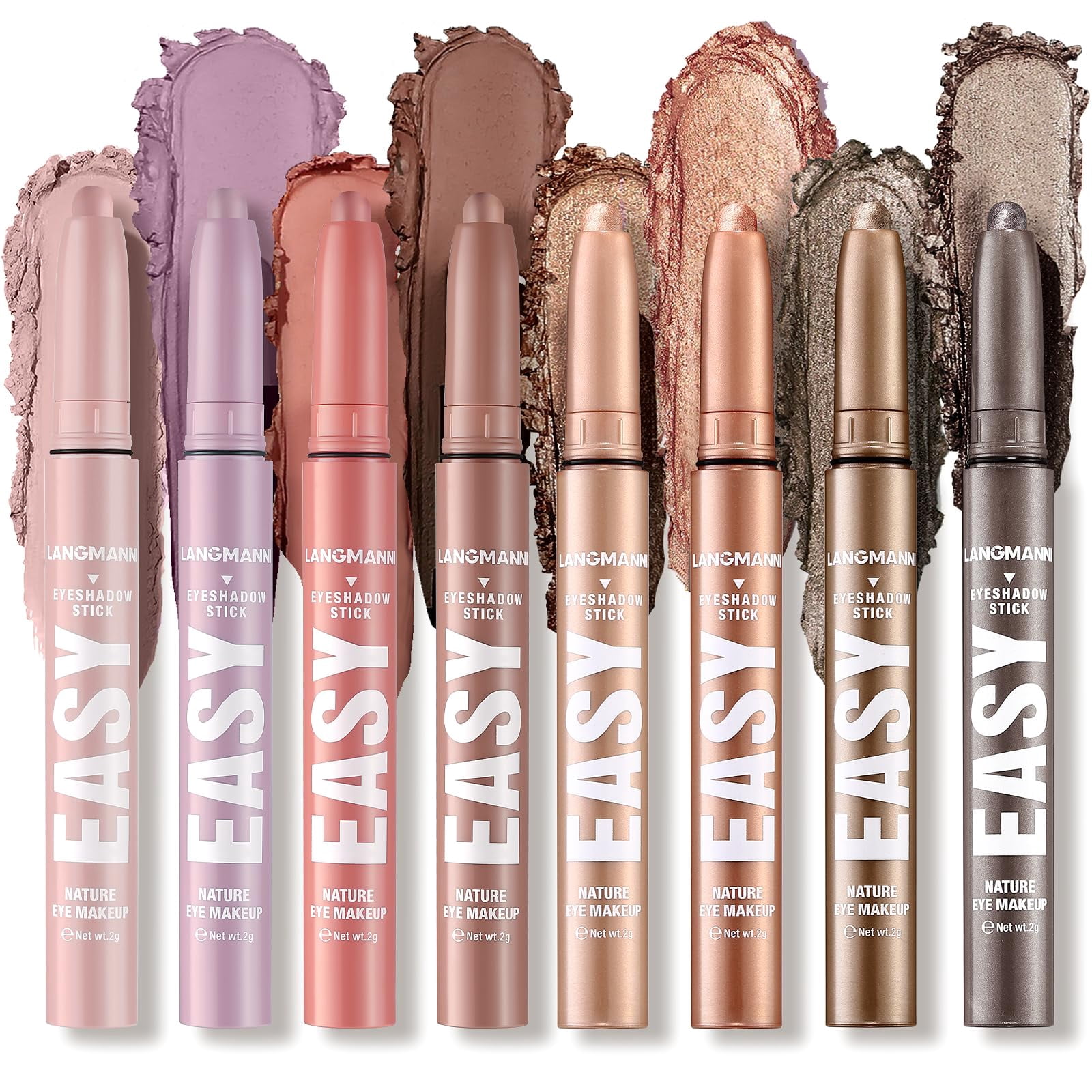 LANGMANNI Eyeshadow Stick,8 PCS JKF25 Waterproof Multi-Color Eyeshadow ...