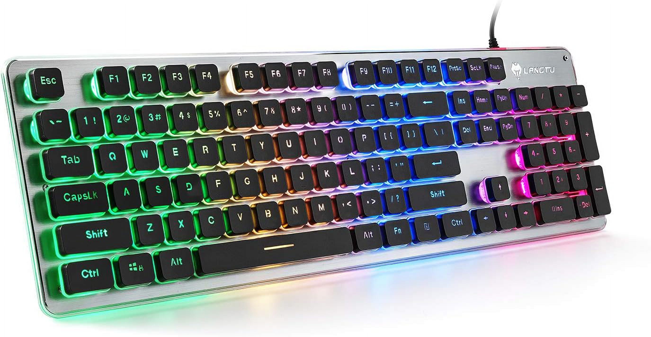 LANGTU Membrane Gaming Keyboard, Colorful LED Backlit Quiet Keyboard ...