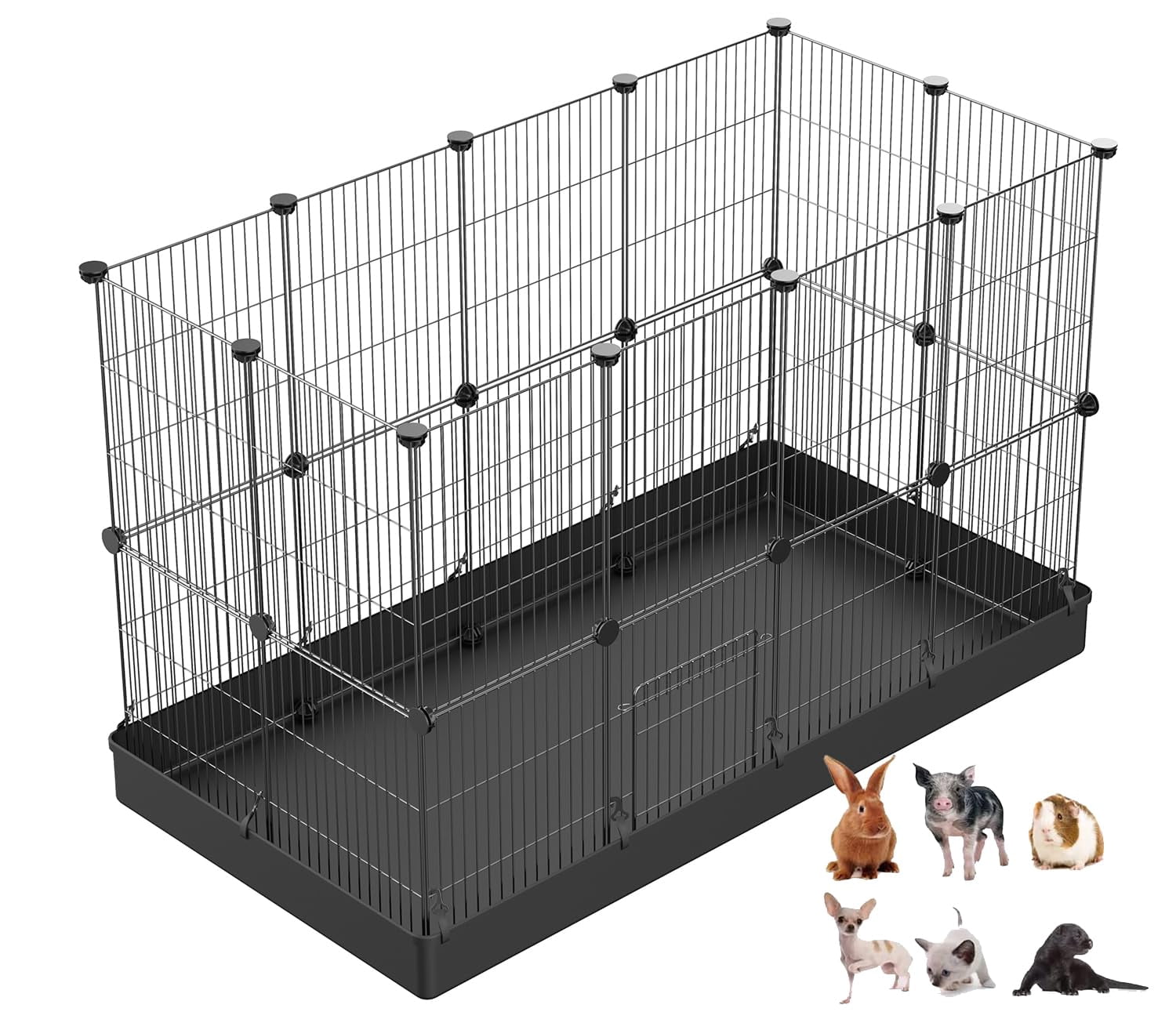 LANGXUN 24pcs DIY Small Animal Pet Playpen with Mat, C&C Cage for Puppy ...