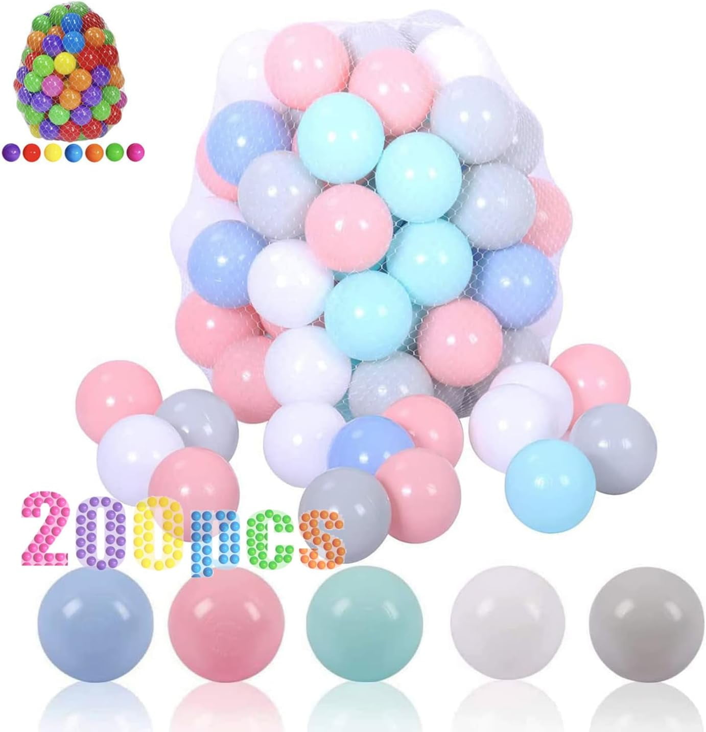 LANGXUN 50pcs 100pcs 200pcs Soft Plastic Ball Pit Balls for Kids, Gift ...