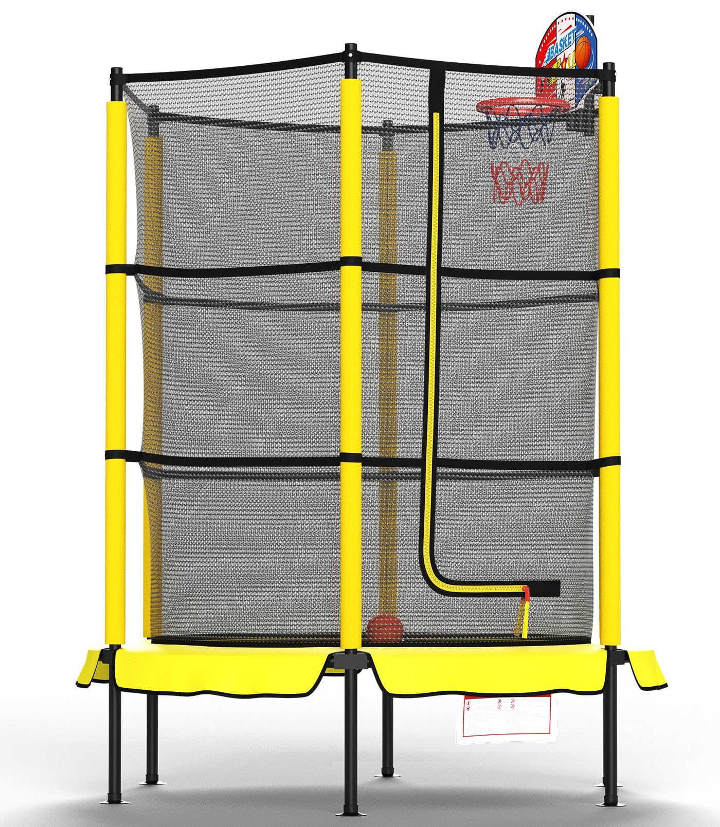 LANGXUN 60" Yellow Trampoline for Kids with Basketball Hoop, 5ft Indoor ...