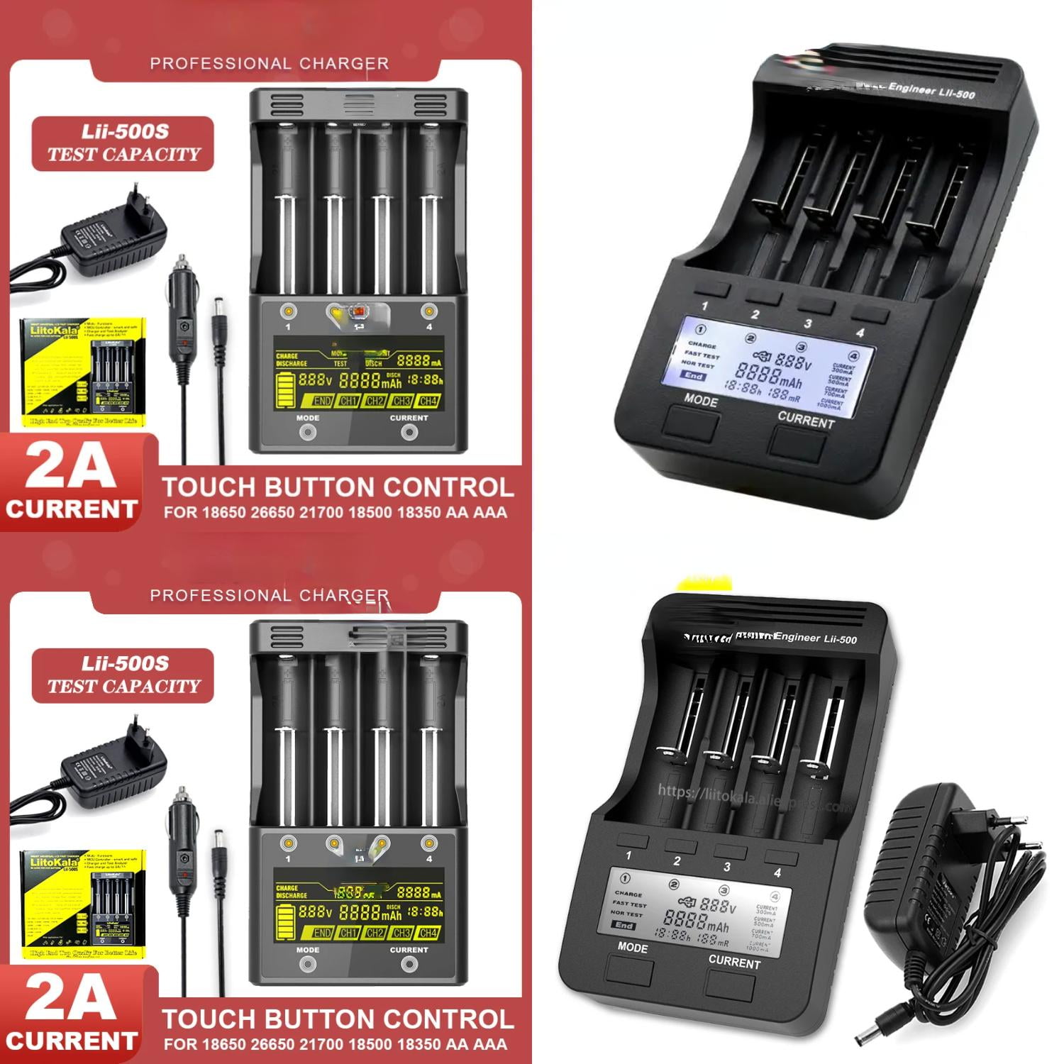 LANHSM Efficient Ultra-Fast Intelligent LCD Lithium-Battery Charger for ...