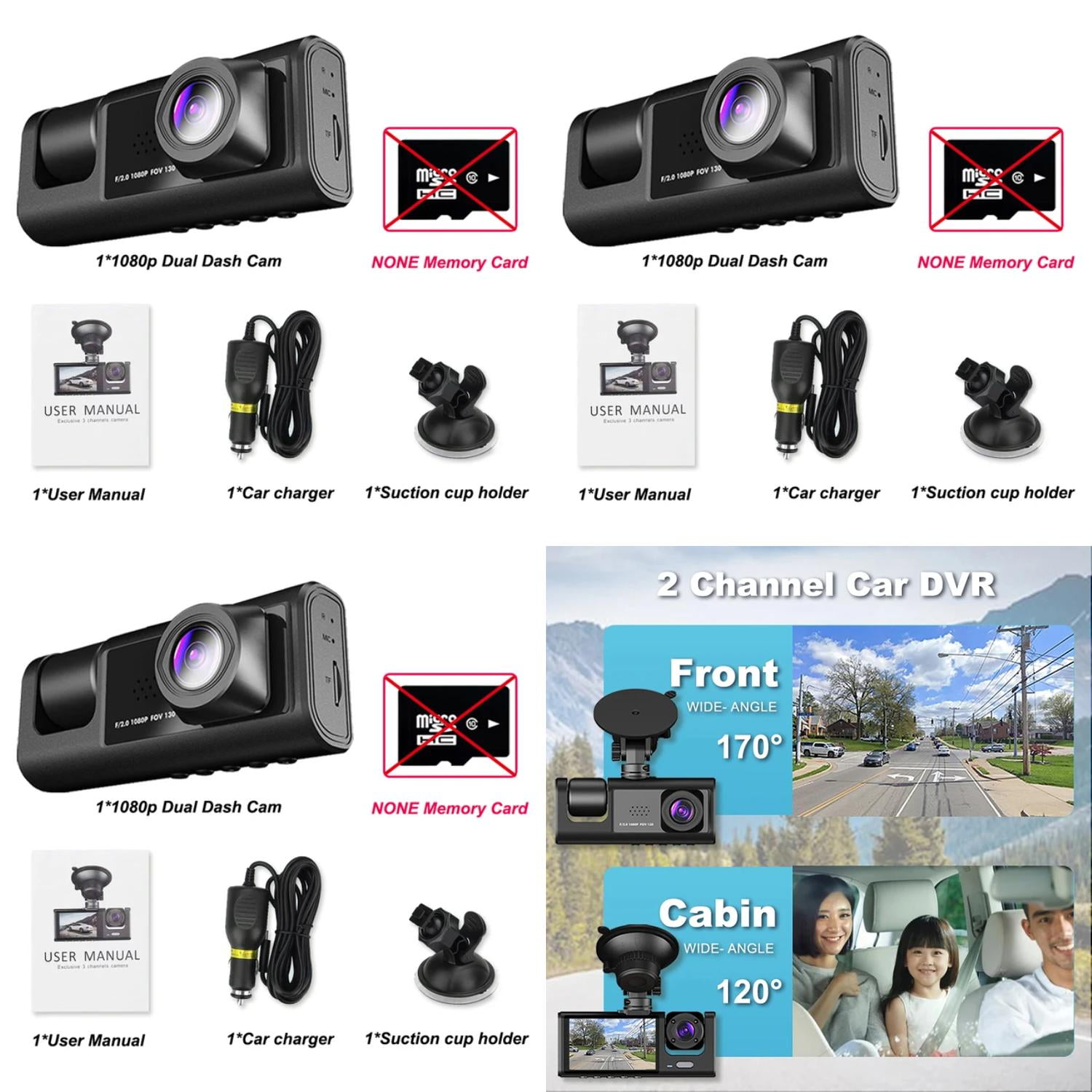LANHSM Enhanced Dual Lens Front and Inside Car DVR Camera with High ...