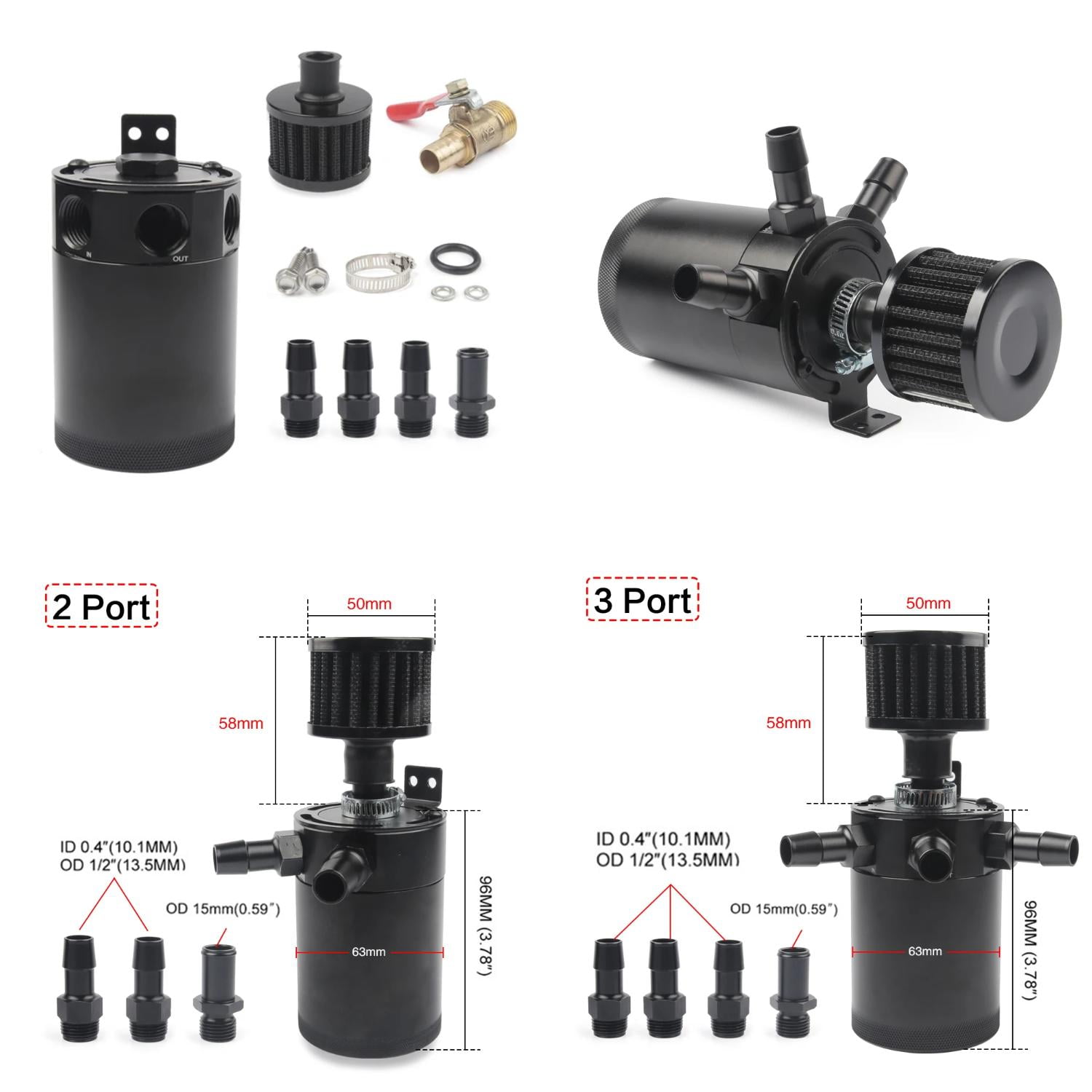LANHSM Enhanced Mini Aluminum Oil Catch Can Tank with Advanced Oil Separation Technology - High ...