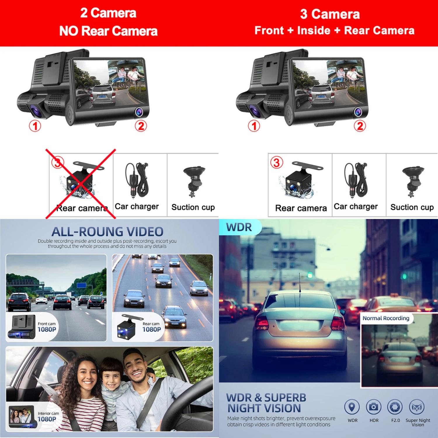 LANHSM Enhanced Superior Essential Black Box Car DVR with Rear View ...