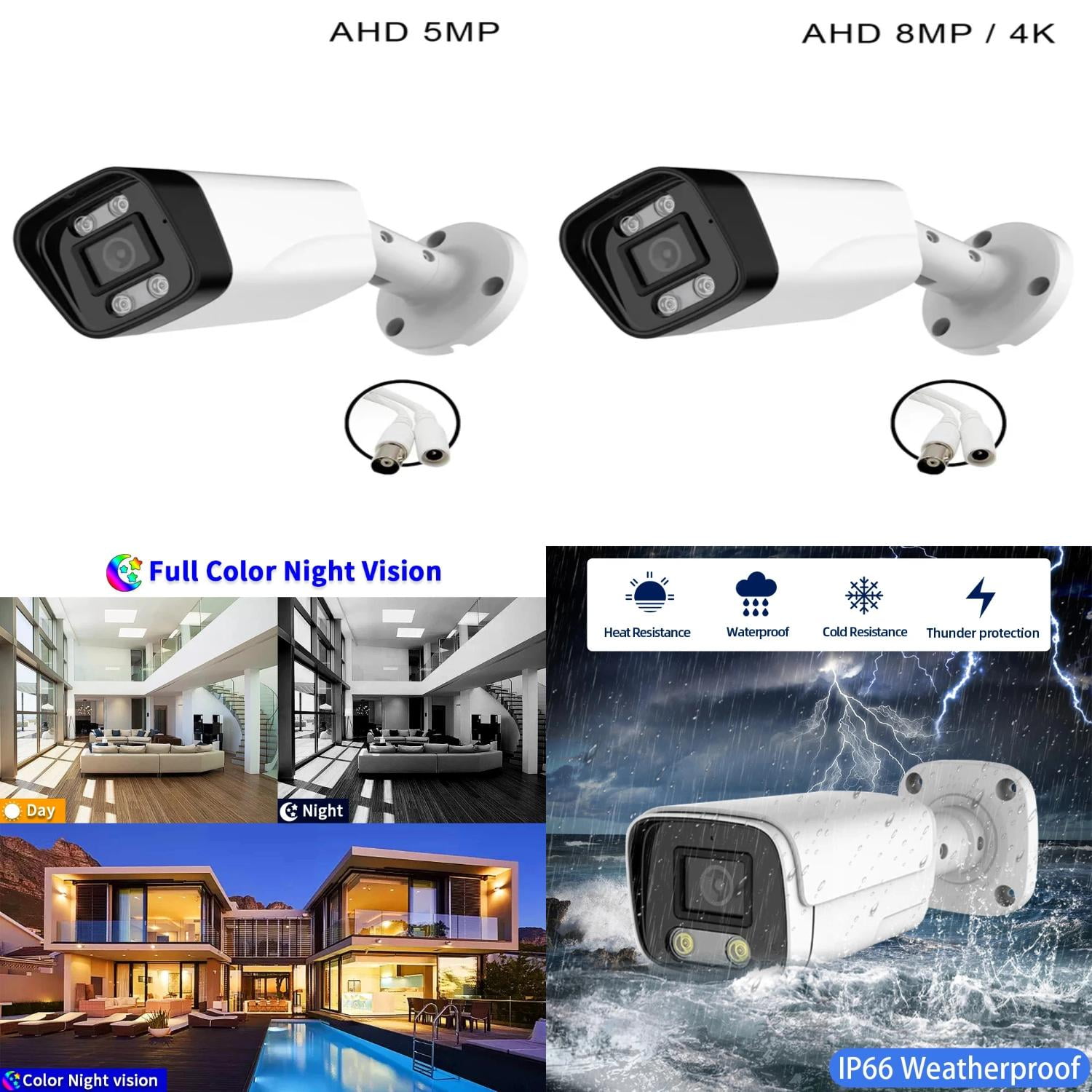 LANHSM Enhanced Waterproof White 4K 8MP Outdoor AHD Camera with Night ...