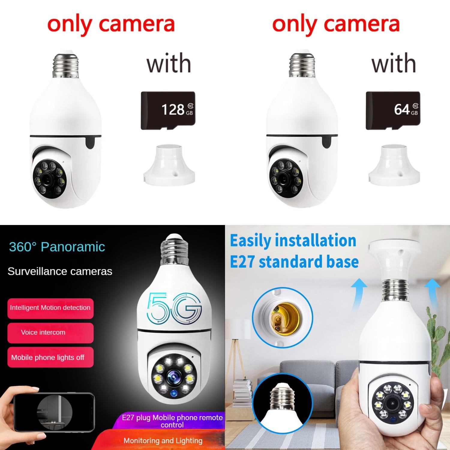 LANHSM Excellent Smart Wireless 5G Wifi E27 Surveillance Bulb with ... LANHSM Excellent Smart Wireless 5G Wifi E27 Surveillance Bulb with ...