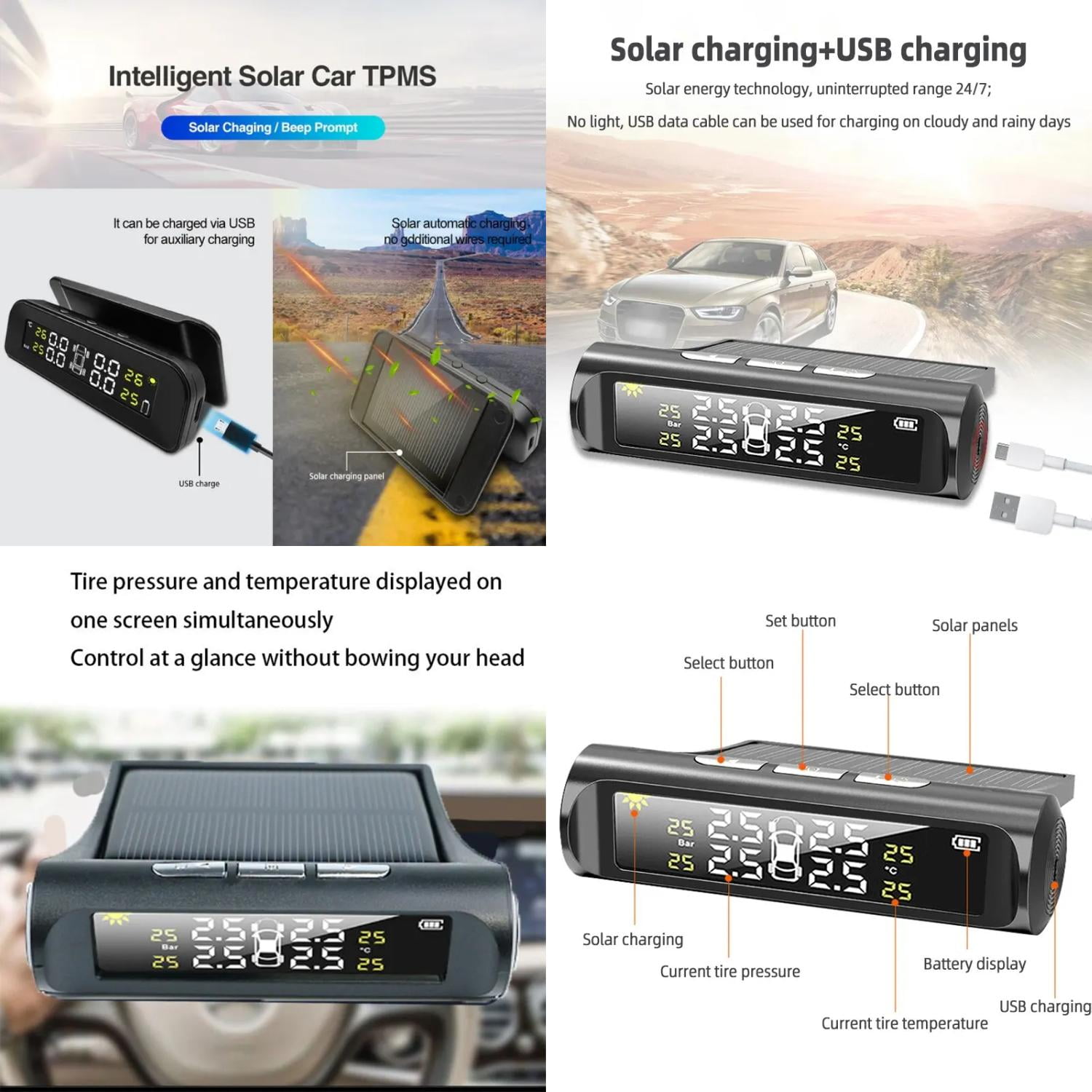 LANHSM High Precision Intelligent Solar Wireless Car Tire Pressure ... LANHSM High Precision Intelligent Solar Wireless Car Tire Pressure ...