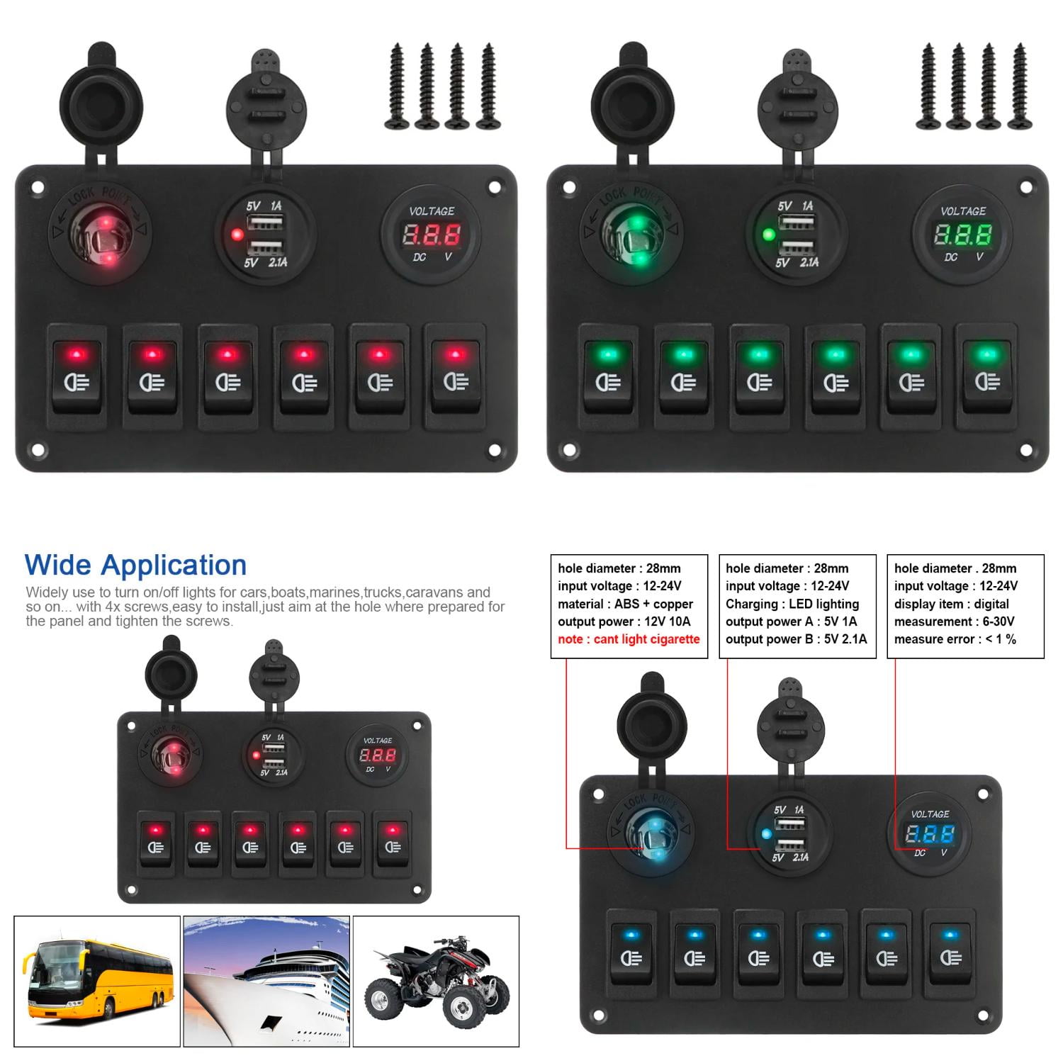 LANHSM High-Quality Illuminated Truck Toggle Switch Panel with 6 ...