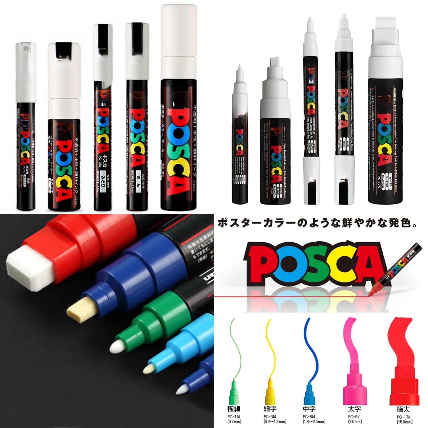 LANHSM Smooth and vibrant high-quality set of 5 Posca paint pen markers ...