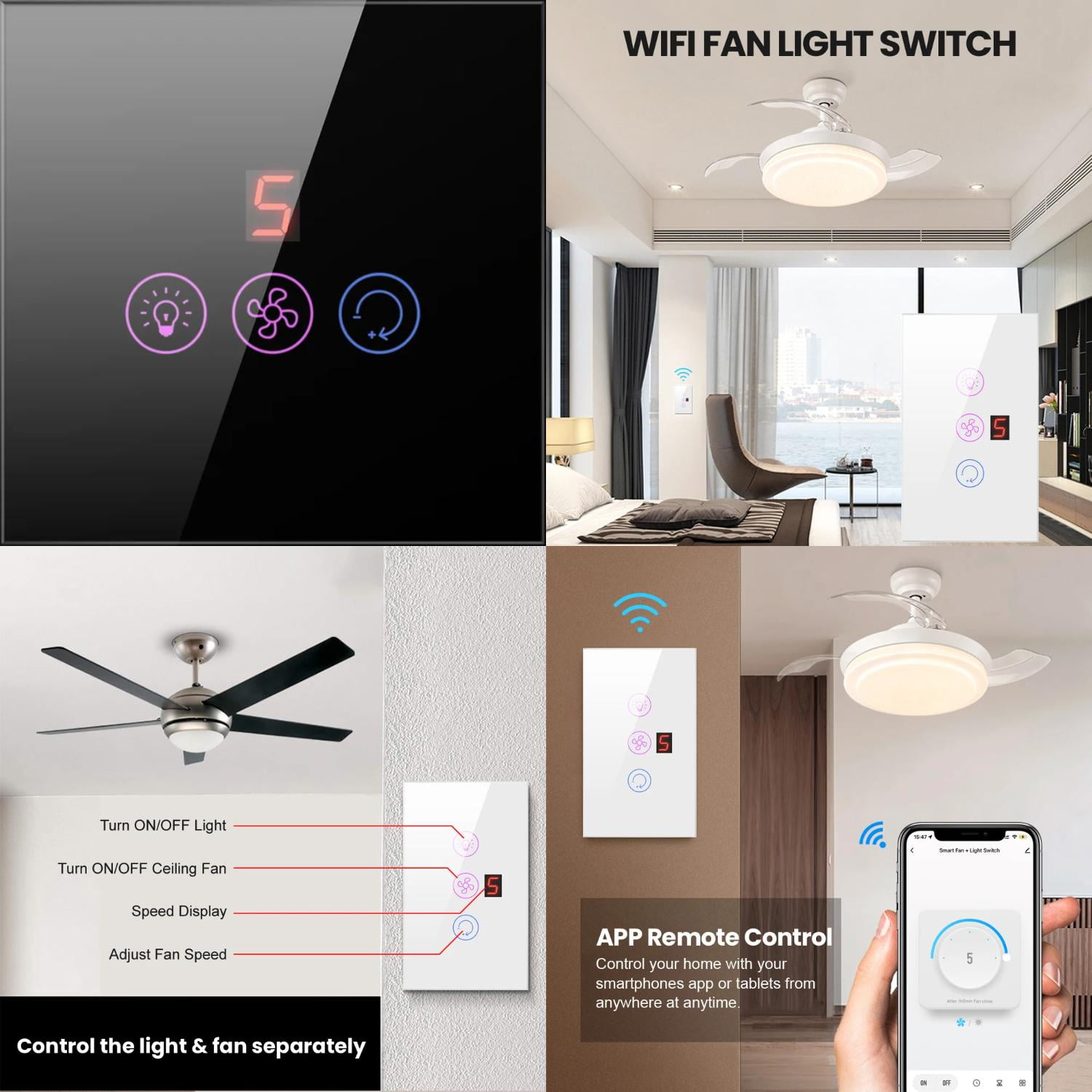 LANHSM -friendly ceiling fan light switch. Enjoy convenient operation ...