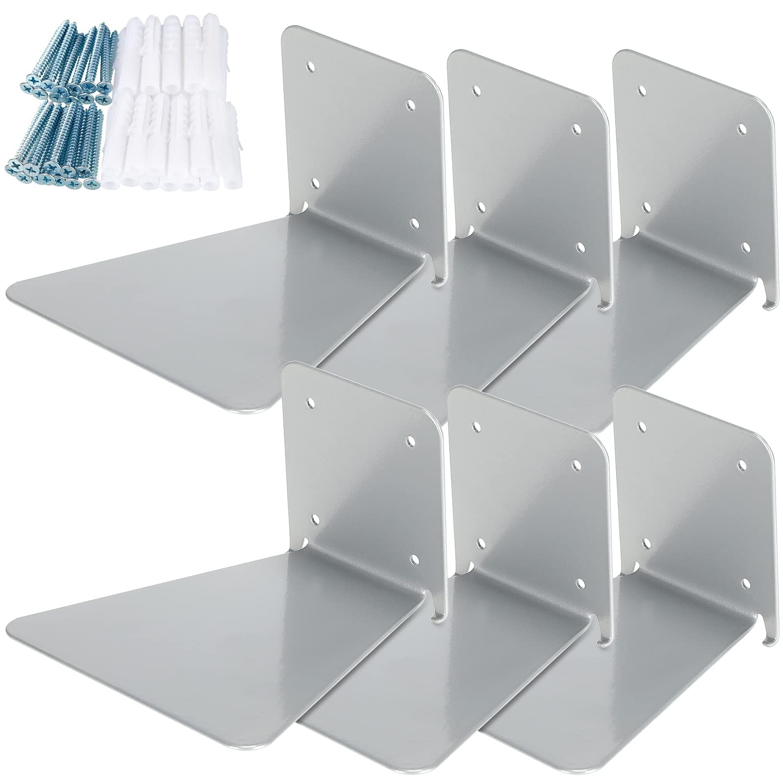 LANL 6 Pieces Invisible Floating Bookshelf Wall Mount Iron Floating ...