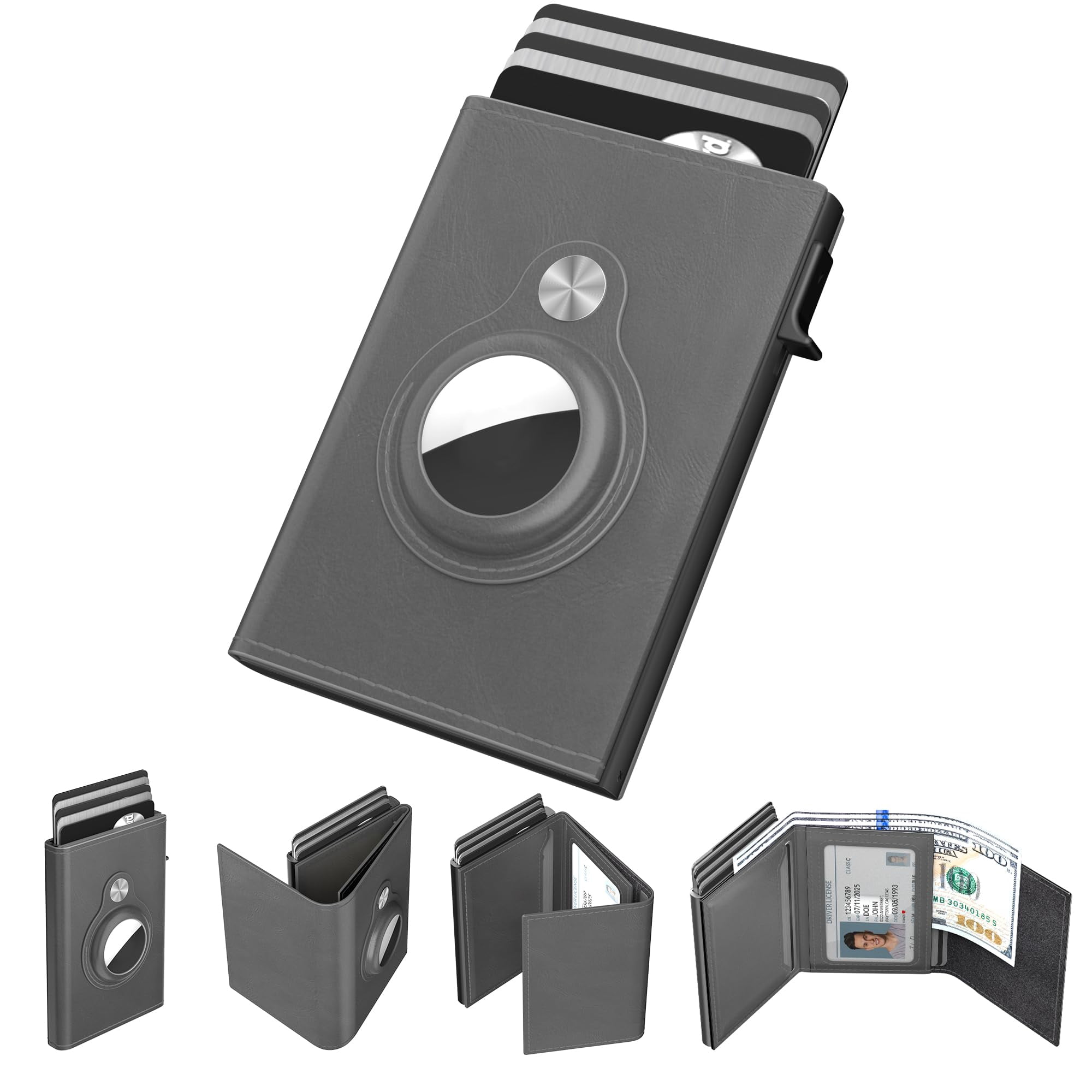 LANL Mens Wallet Card Holder for AirTag: Leather Smart Wallet for Men ...