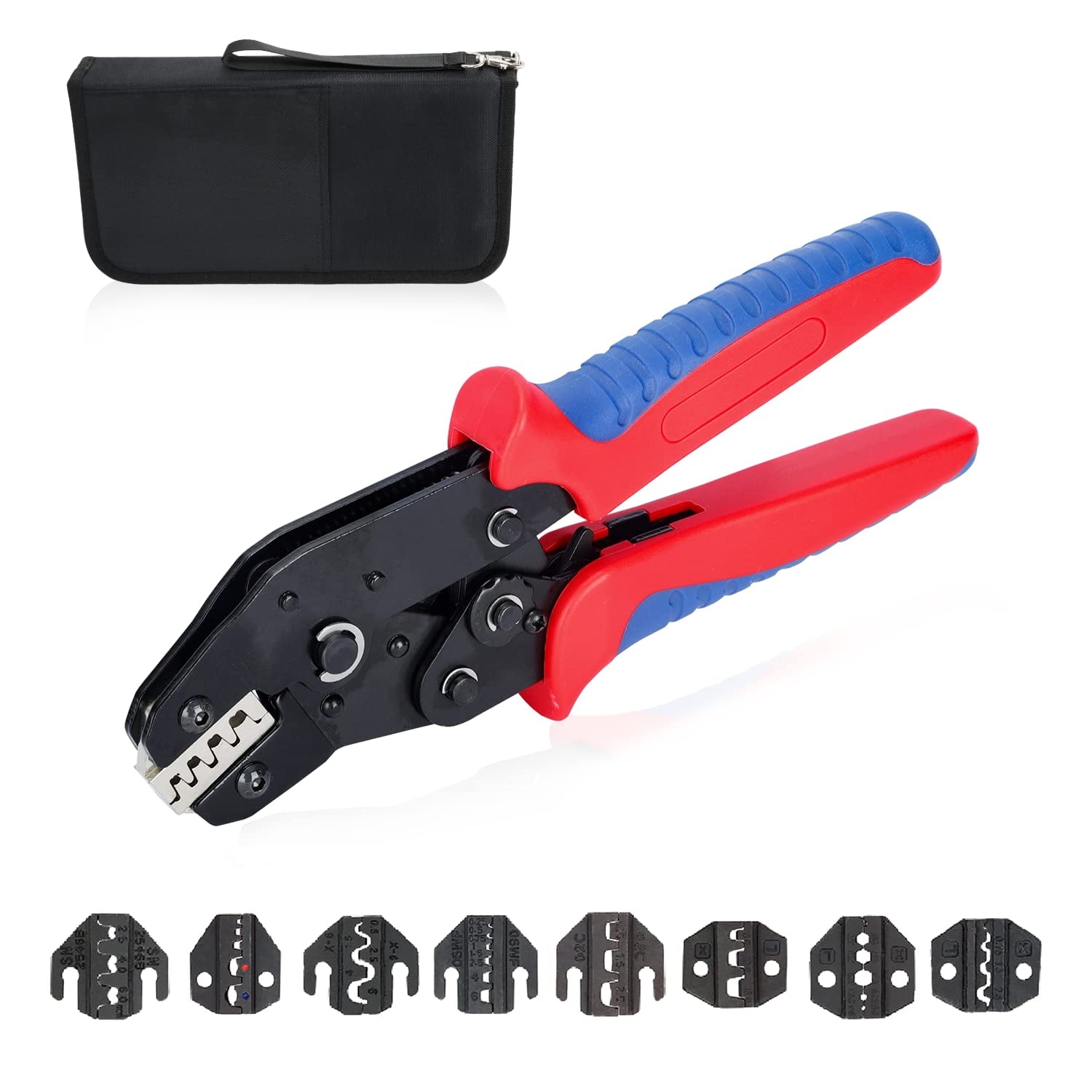 LANL Ratcheting Crimping Tool Set 11 PCS with Changeable Jaws for Dupont JST MOLEX - Open Barrel ...