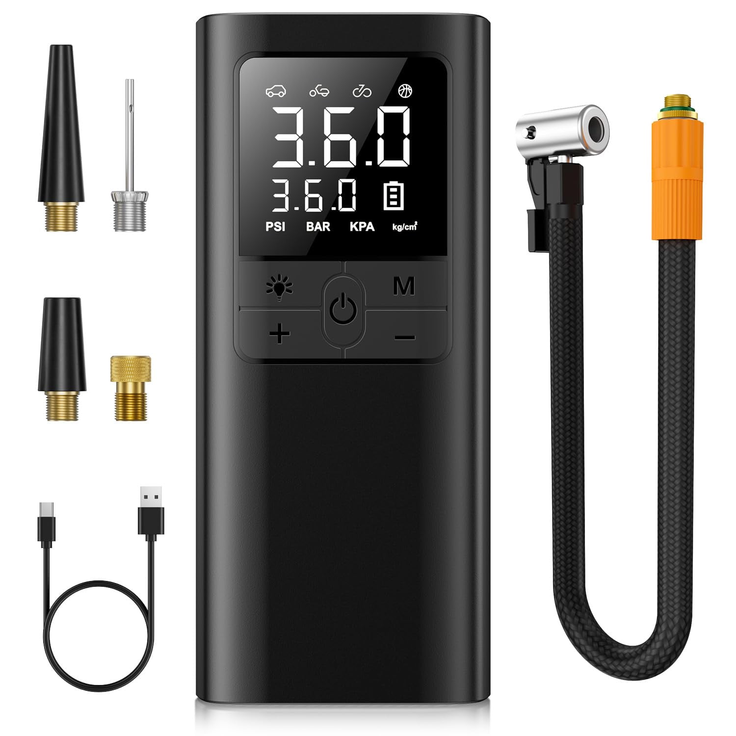 LANL Tire Inflator Portable Air Compressor - 150PSI & 10000mAh Cordless ...