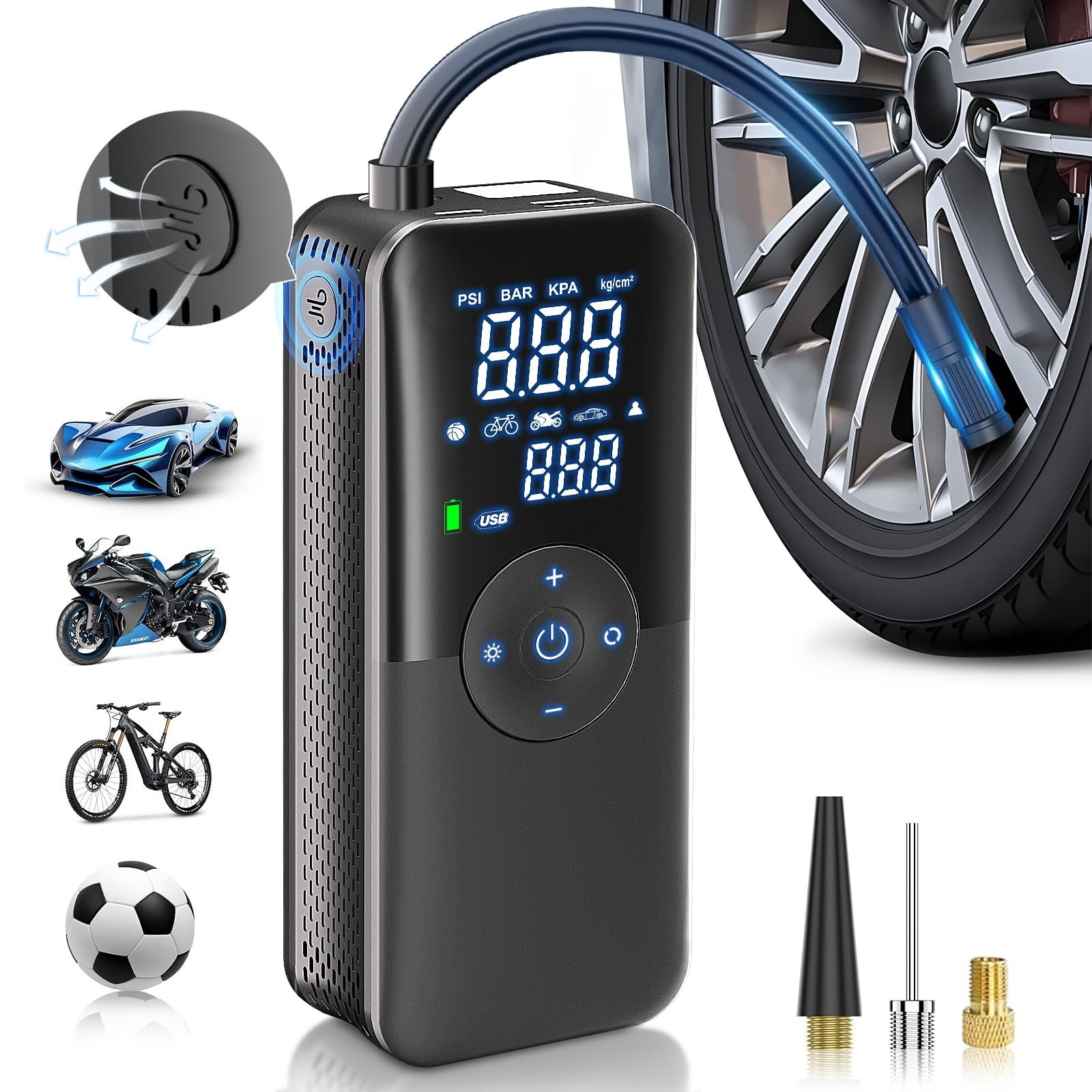 LANL Tire Inflator Portable Air Compressor, 3X Faster 150PSI Cordless ...