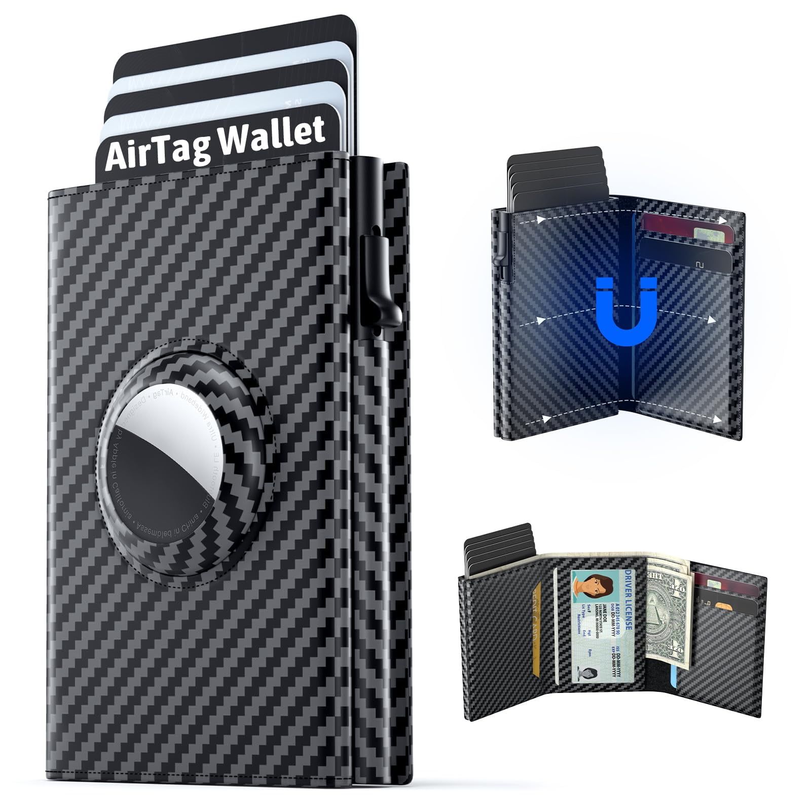 LANL Wallet Mens Wallet With AirTag Holder, AirTag Wallet Men, Smart ...