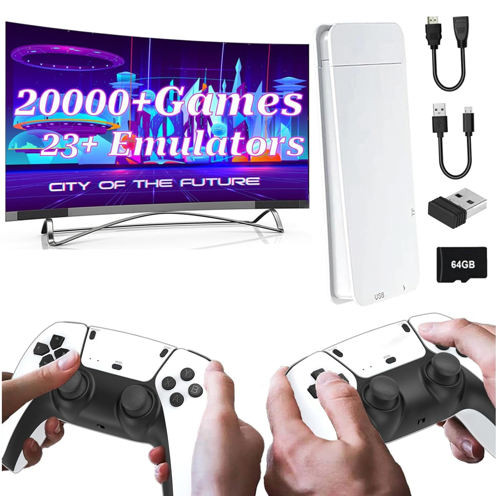 LANL Wireless Retro Game Console Stick Built-in 23 Emulators 20000 ...