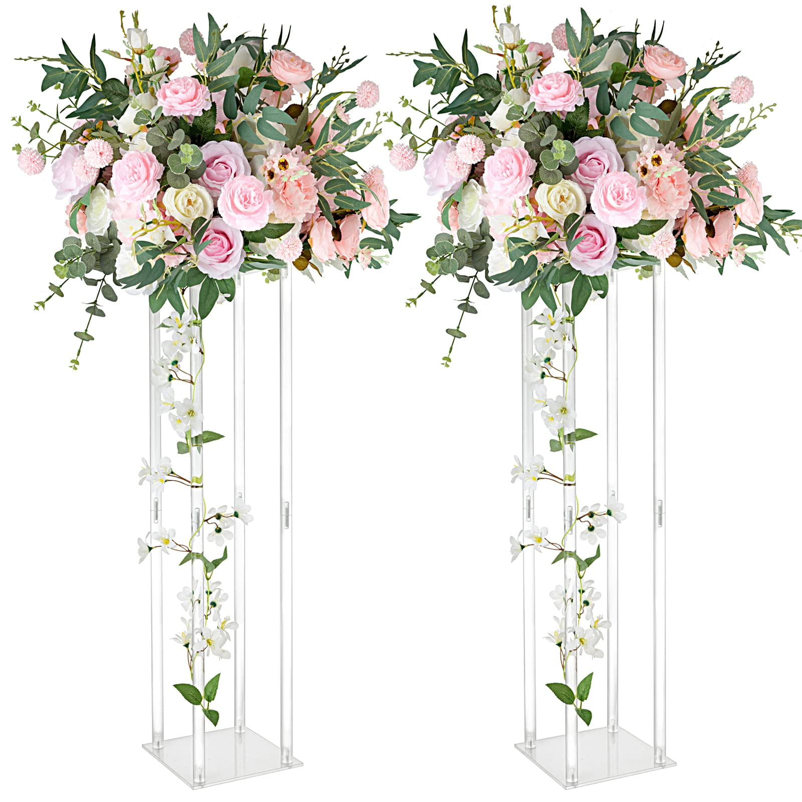 LANLONG 2 Pcs Clear Acrylic Vases Wedding Centerpieces for Tables,31 ...