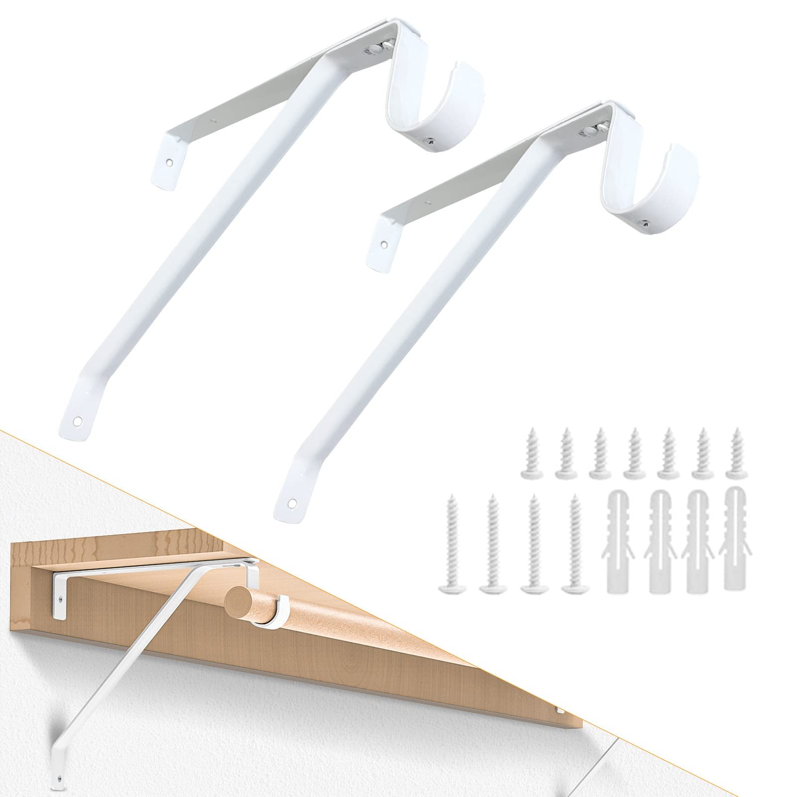 LANMIERT Heavy Duty Closet Rod Bracket, Adjustable Closet Shelf & Rod ...