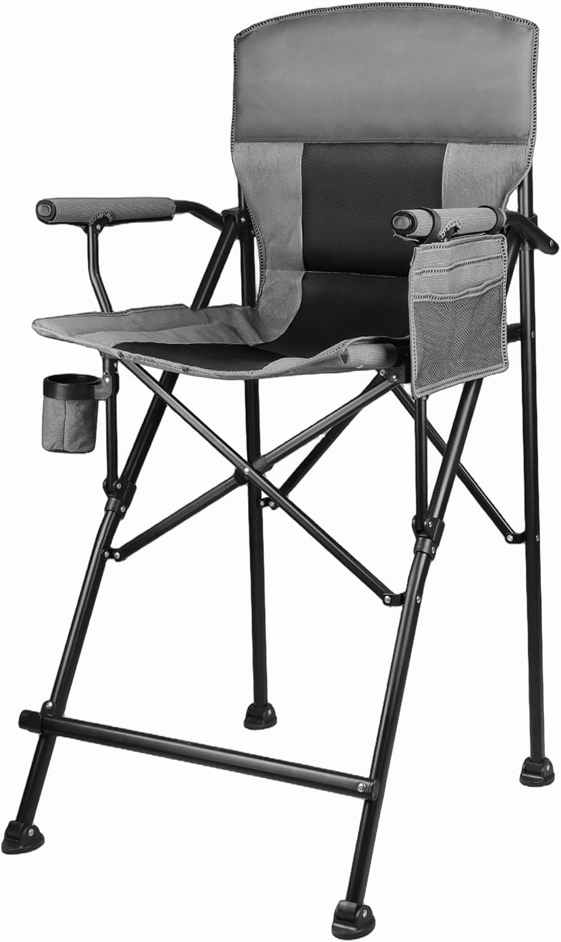 LANMONTAIN Extra Tall Directors Chair, Foldable w/Cup Holder,Side Mesh ...