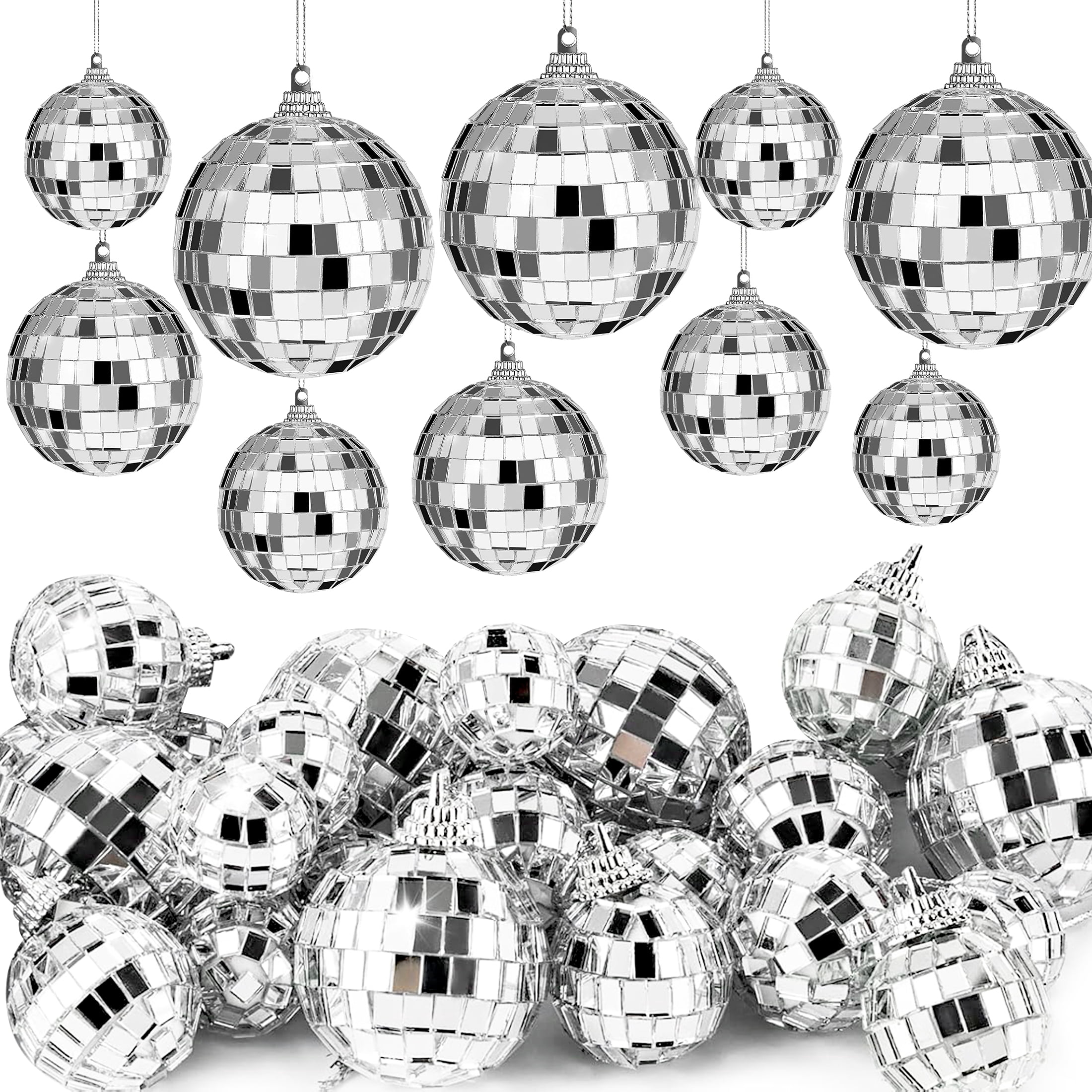 LANNEY 30 Pcs Disco Ball Decorations, Assorted Size Mirror Disco Balls ...