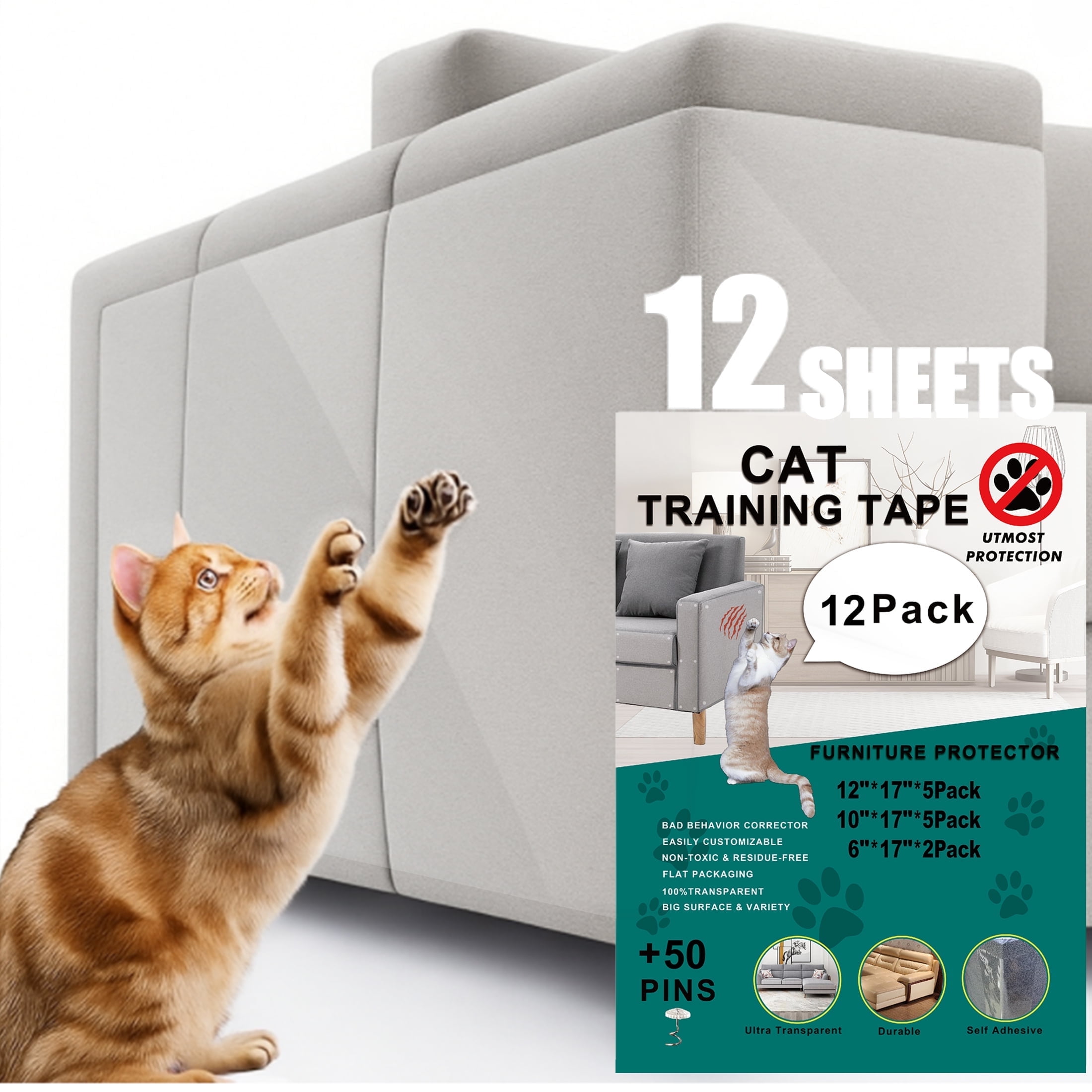 LANNEY Anti Cat Scratch Furniture Protector, 12 pack Couch Protector ...