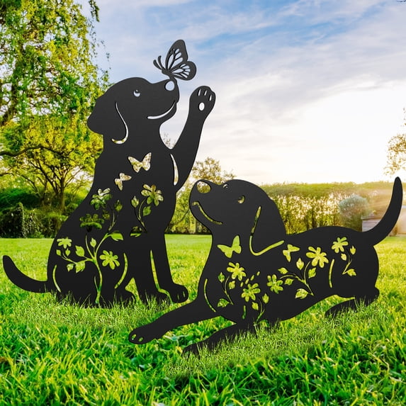 LANNEY Dog Metal Decorative Garden Stakes Silhouette Yard & Patio Decor ...