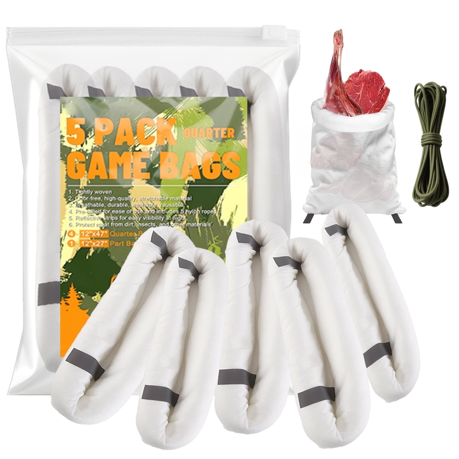 LANNEY Game Bags 5 pack Elk for Meat Hunting, Reusable & Heavy Duty ...