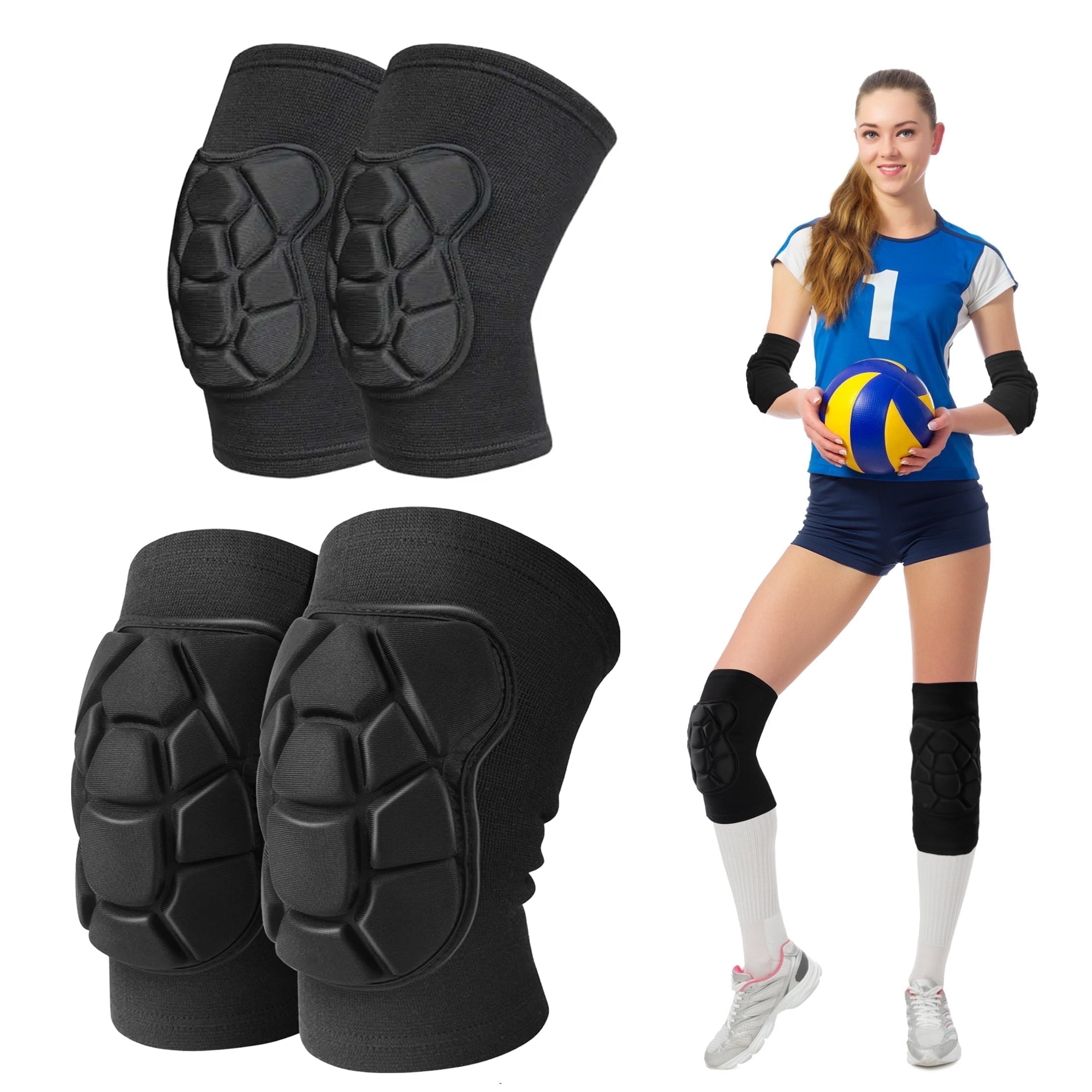 LANNEY Knee Pads and Elbow Pads Set for Adults, 2 Pairs Soft Anti-Slip ...