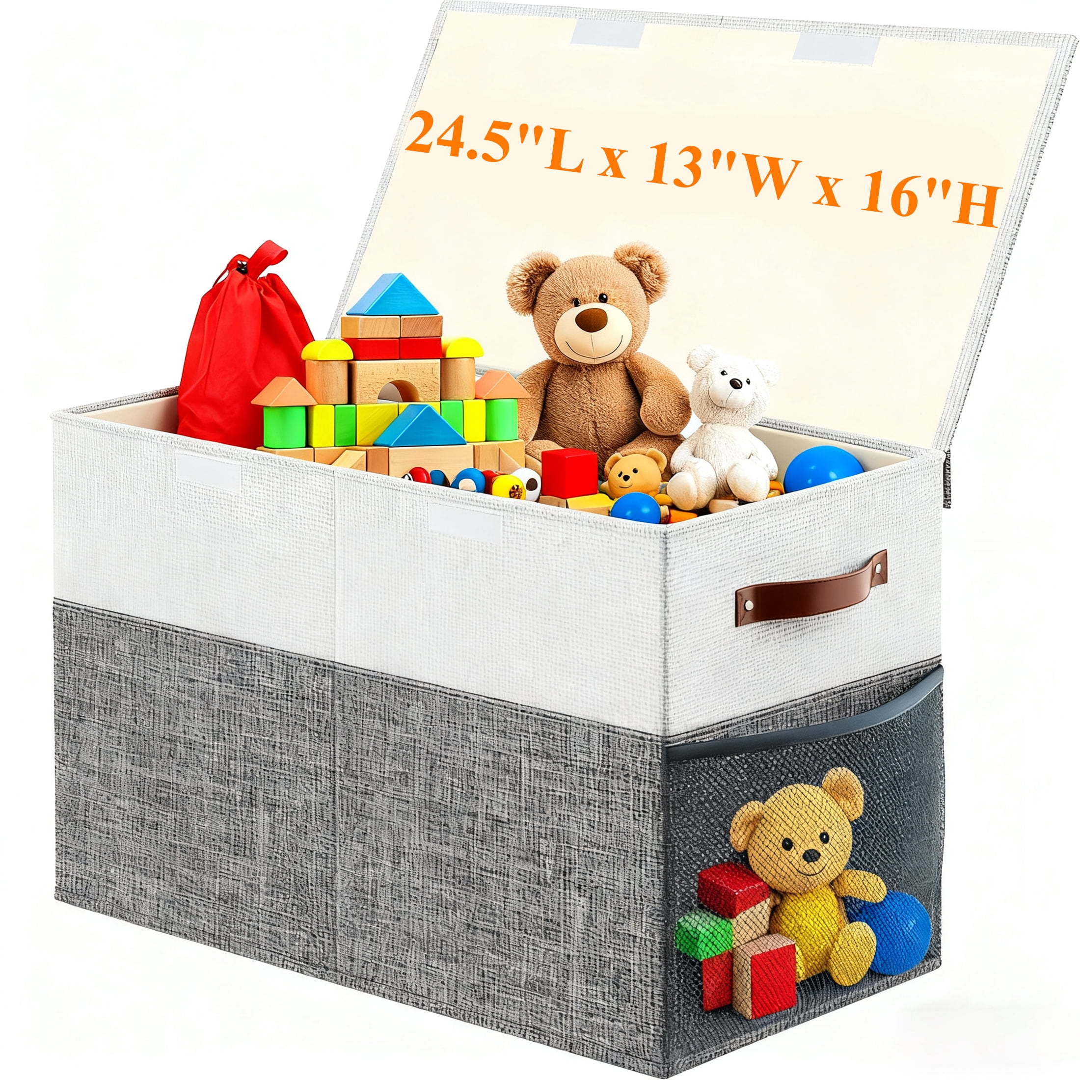 LANNEY Large Toy Storage Box with Lid, Collapsible Sturdy Toy Chest ...