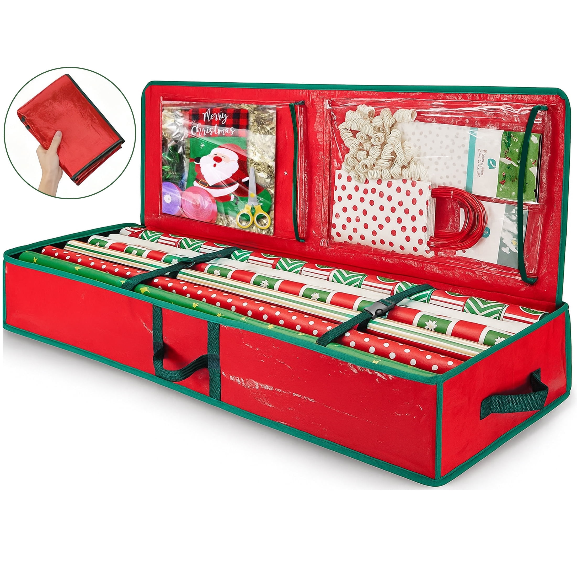 LANNEY Wrapping Paper Organizer Storage, Gift Wrapping Organizer ...