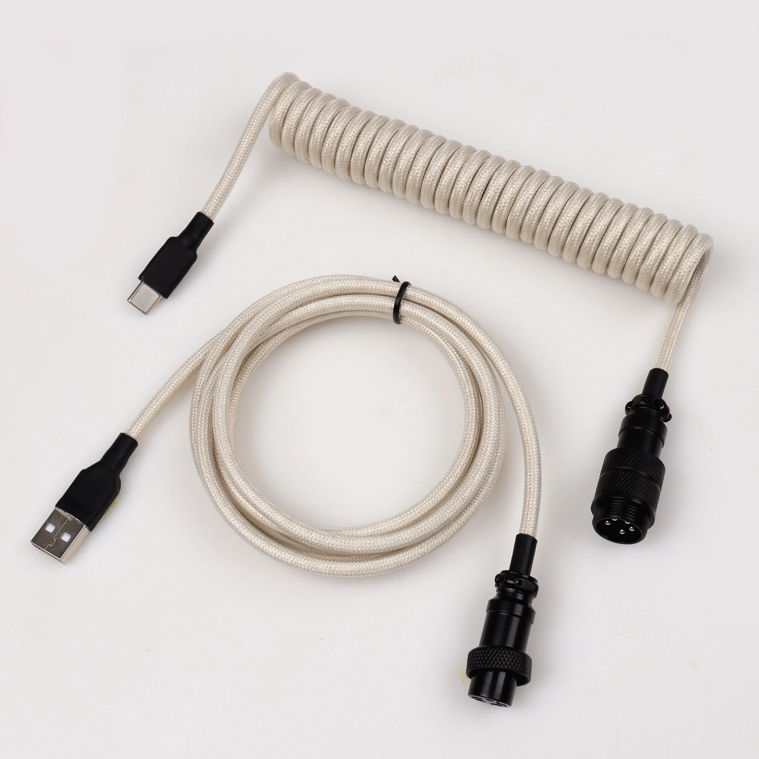 LANO Coiled Cable Micro Usb Type C Flexible Gaming Keyboard Double ...