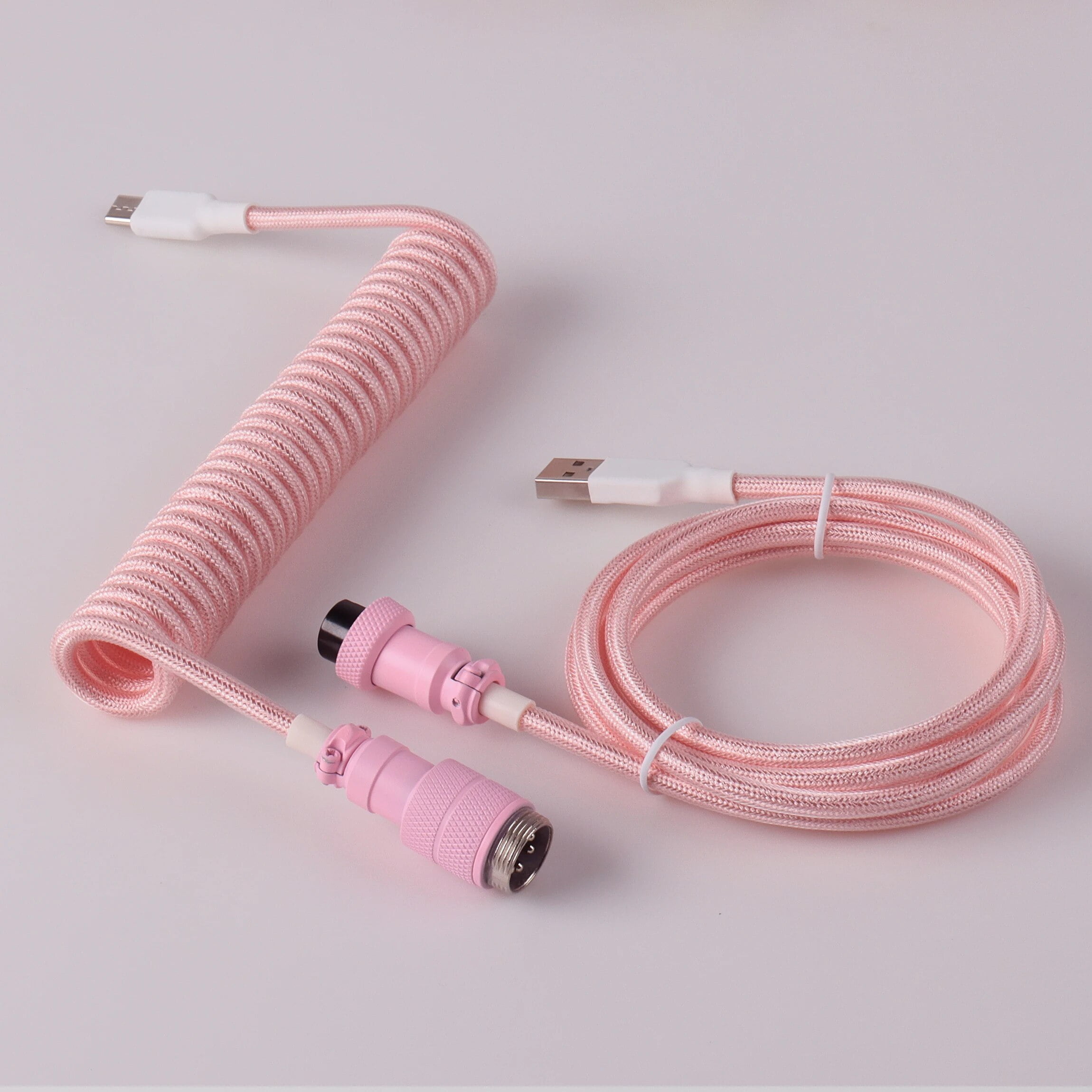 LANO Coiled Cable Micro Usb Type C Flexible Gaming Keyboard Double ...