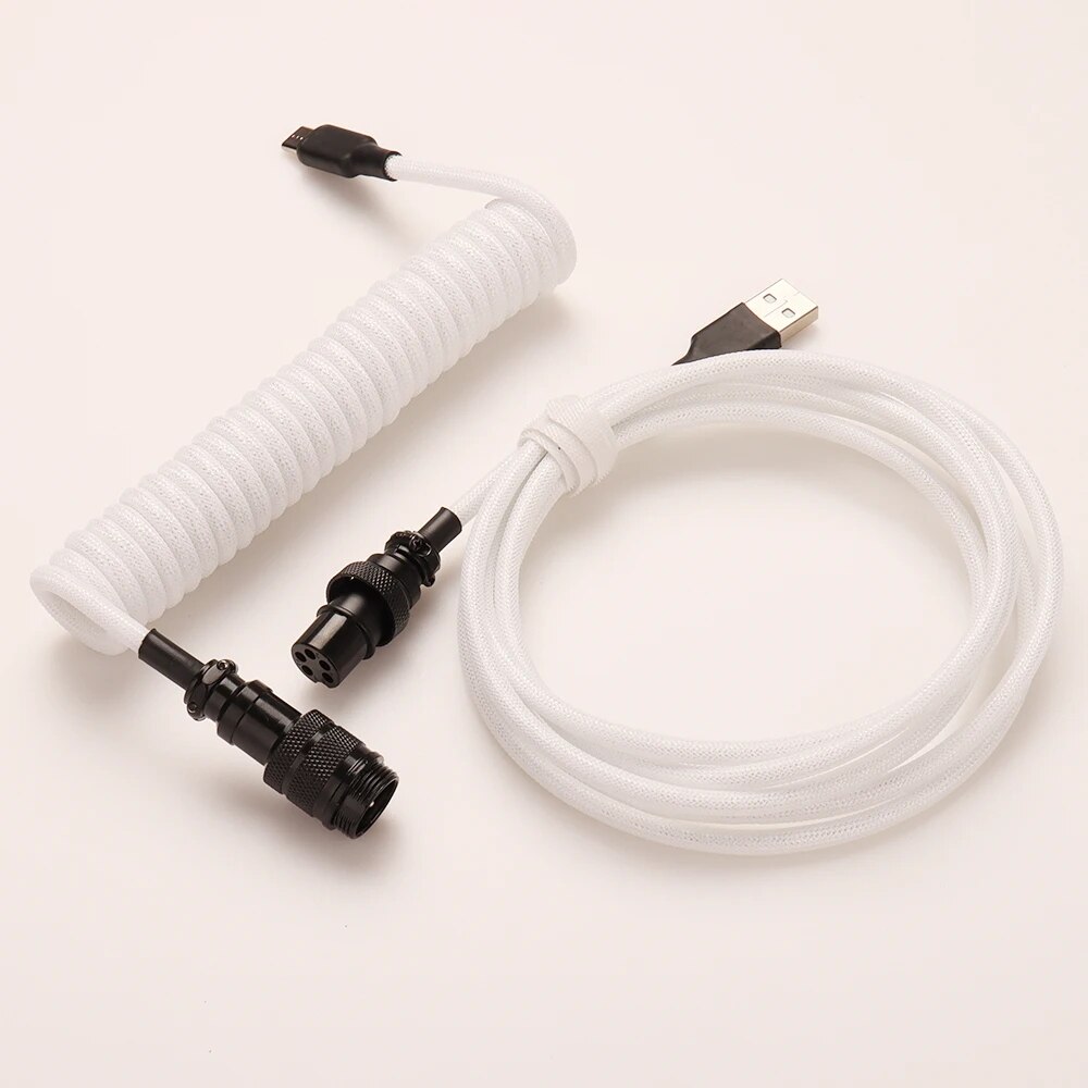 LANO Coiled Cable Micro Usb Type C Flexible Gaming Keyboard Double ...
