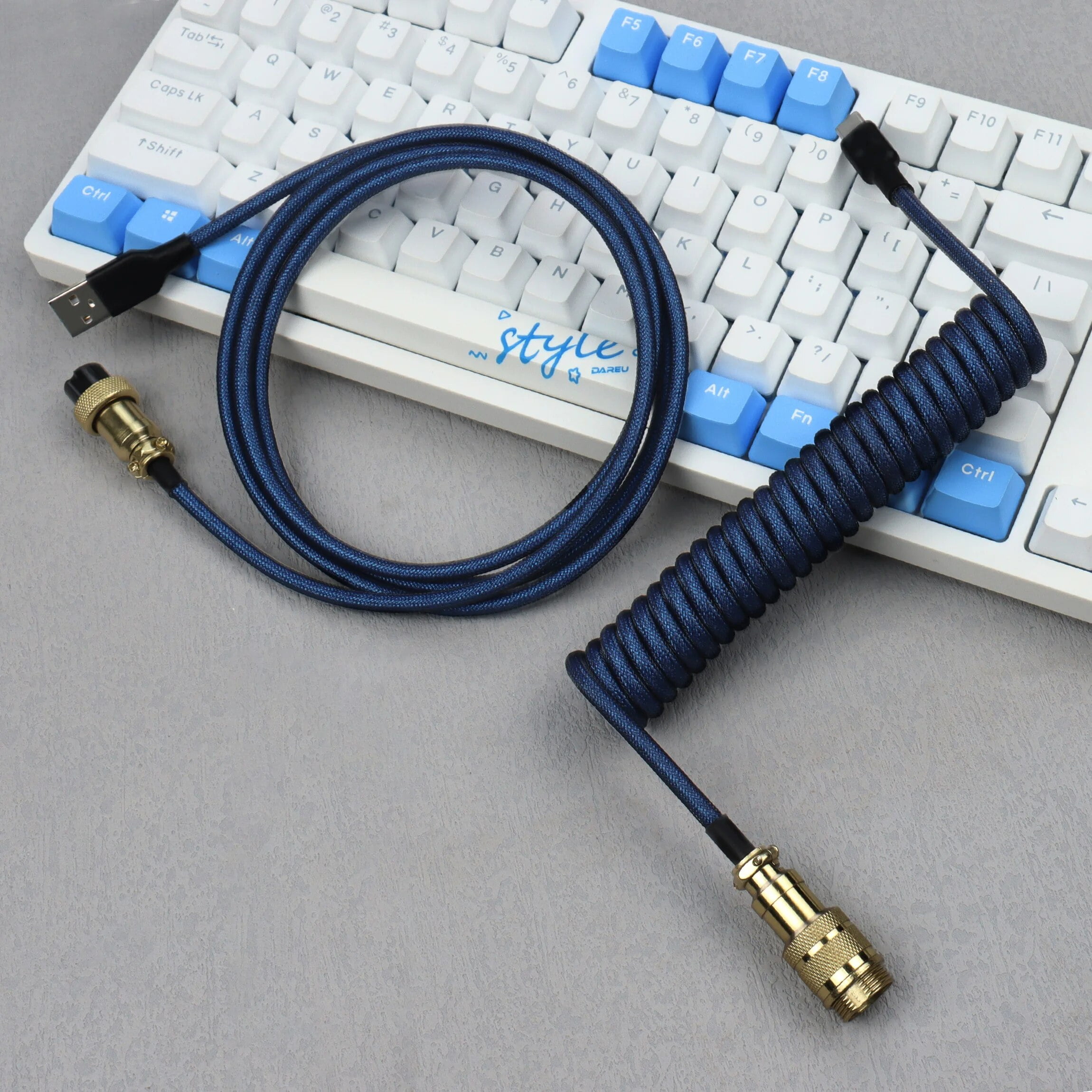 LANO GX16 USB Coiled Cable Type C Mechanical Keyboard Aviator Cable ...