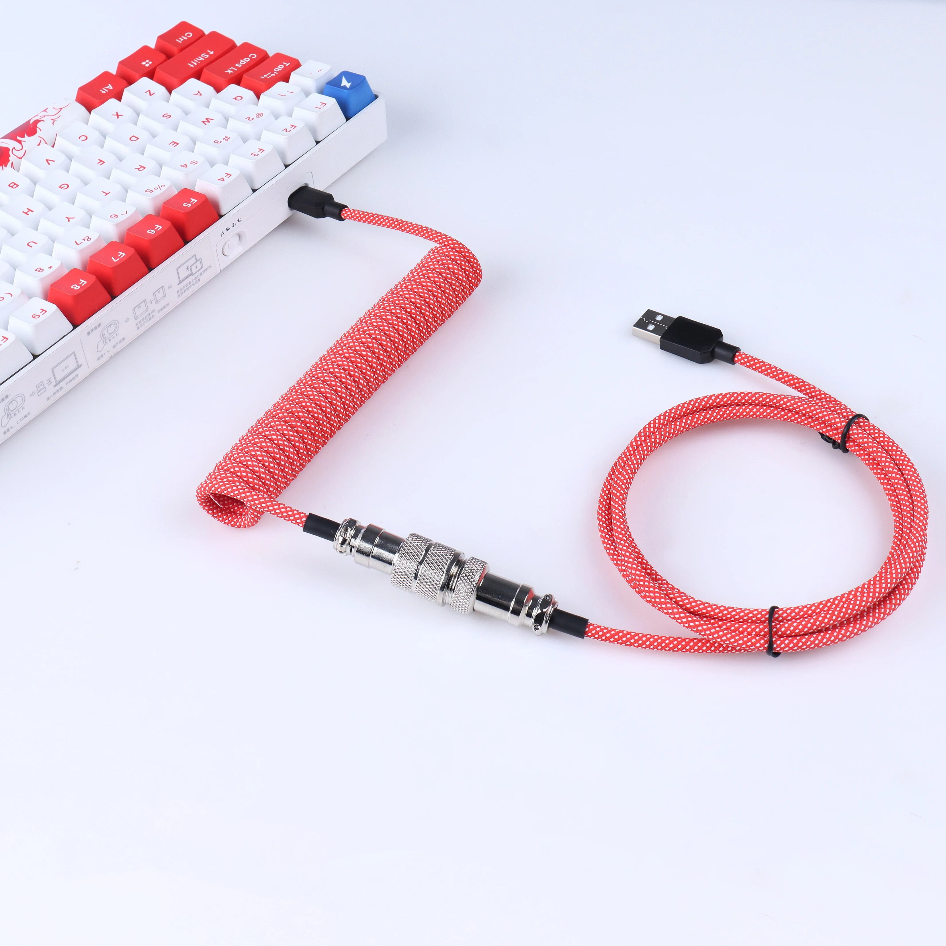 LANO Newest Spiral Mechanical Gaming Keyboard Usb C Colorful Coil Cable ...