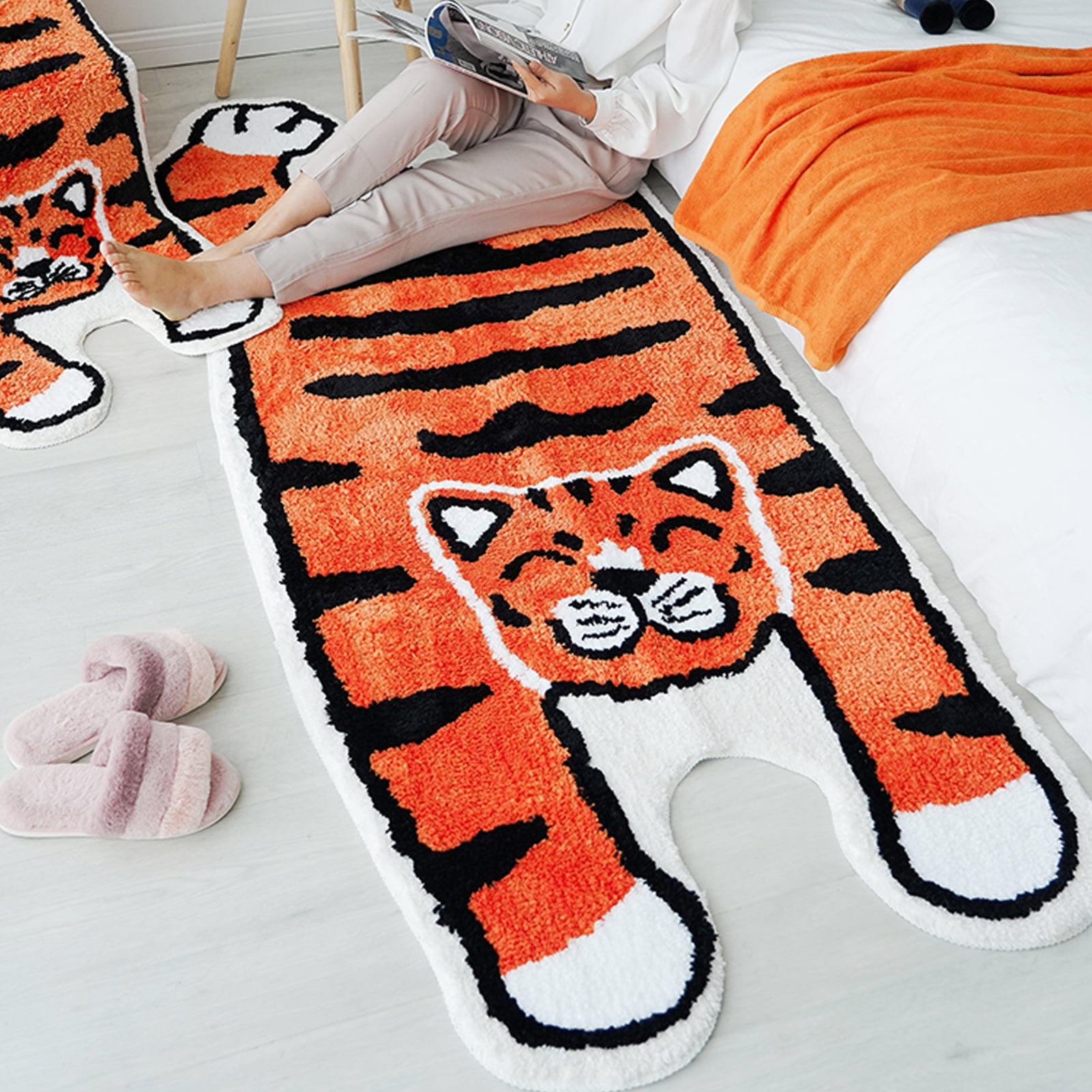LANPEI Animal Bath Mat Tiger Bathroom Rug Plush Kids Play Mat Cartoon ...