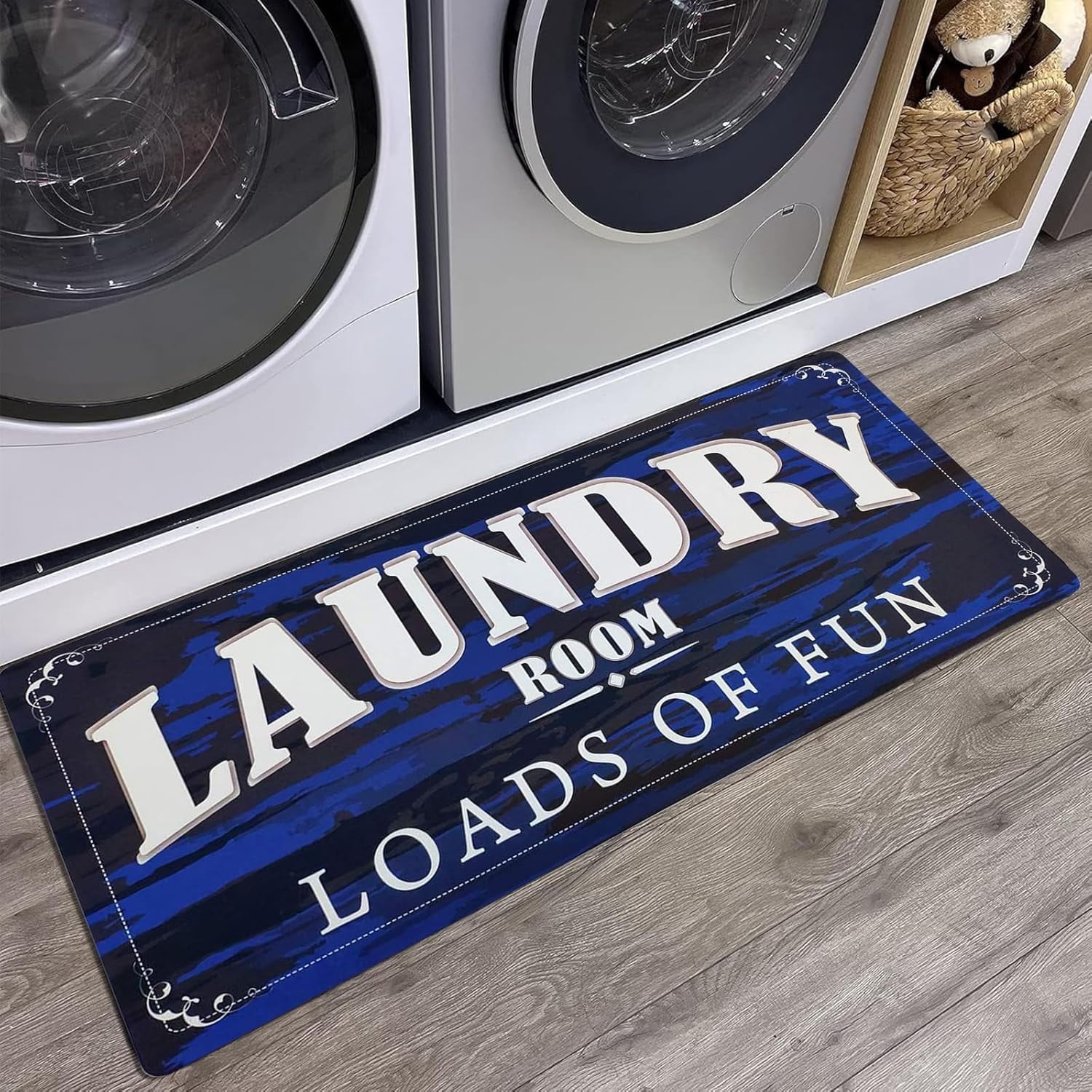 LANPEI Blue Modern Carpet for Laundry Room Chef Rug Non-Slip Laundry ...