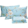 LANPEI Floral Bedding Shabby Blue Bird Print Bed Sheet Set Luxury ...