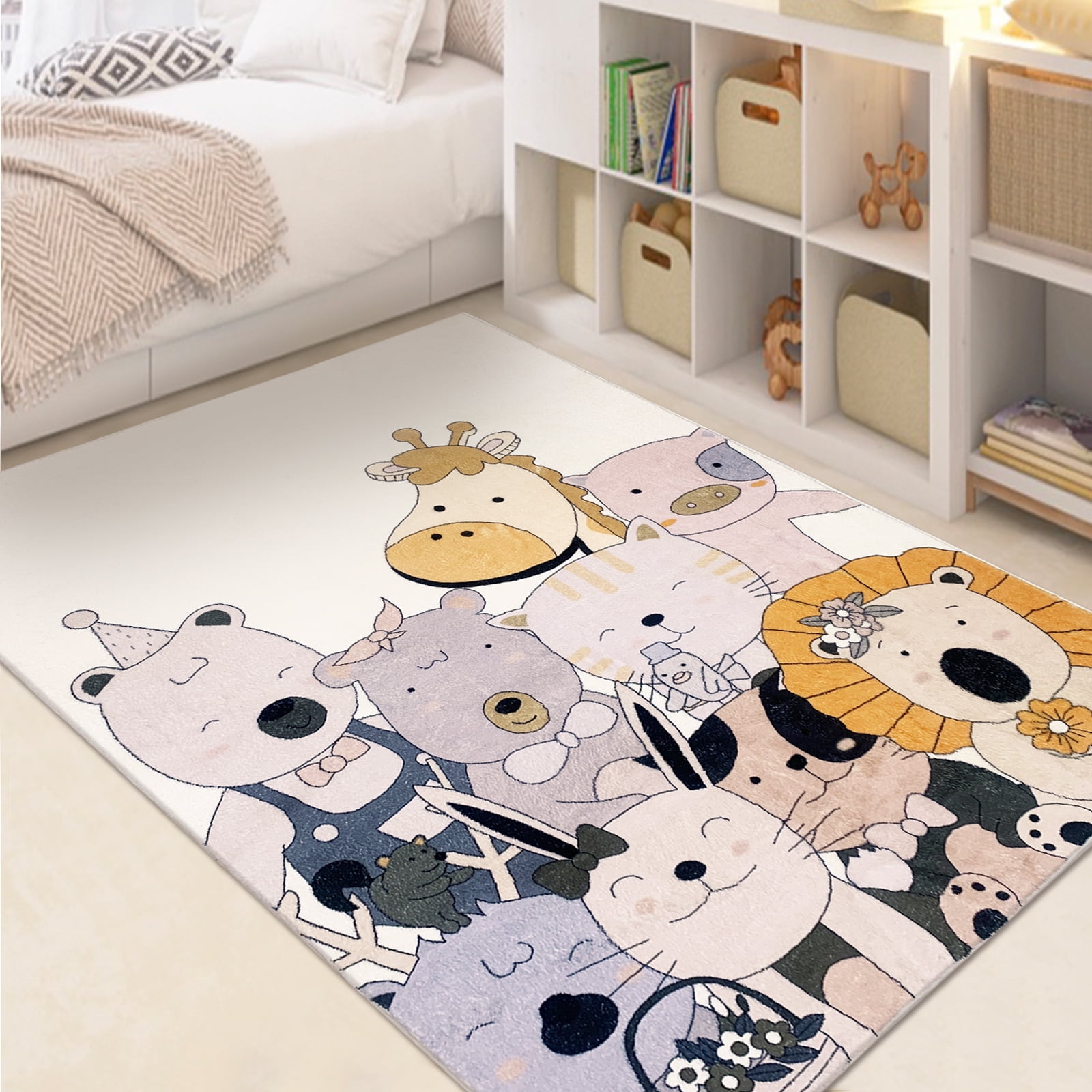 LANPEI Kids Play Mat,Cute Animals Large Super Soft Area Rug Nursery ...