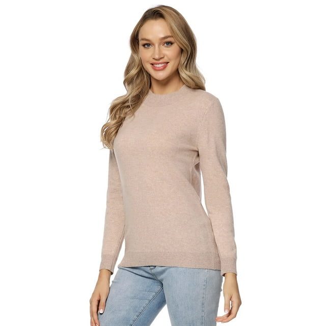 LANPULUX Mock Neck Sweaters for Women Lightweight Soft 100 Wool ...