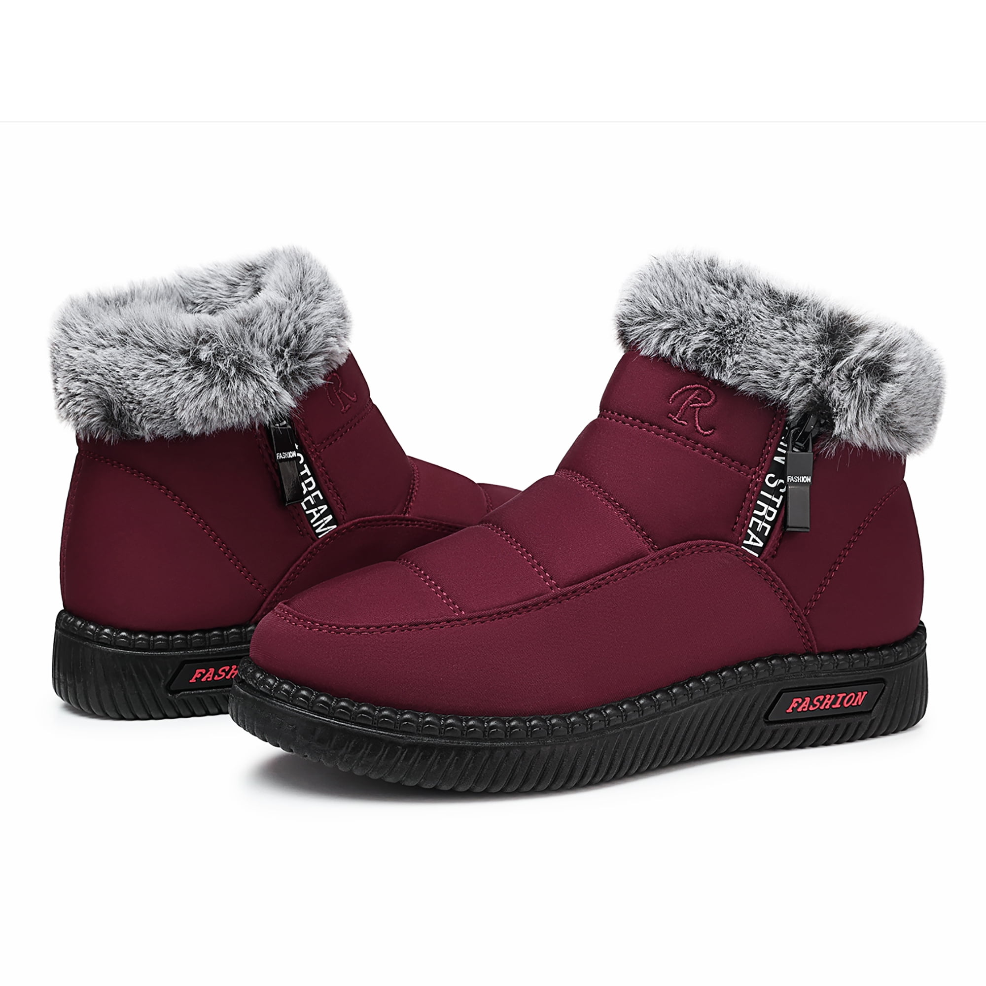 LANREMON Womens Waterproof Snow Boots Comfort Ankle Boot Outdoor Faux ...