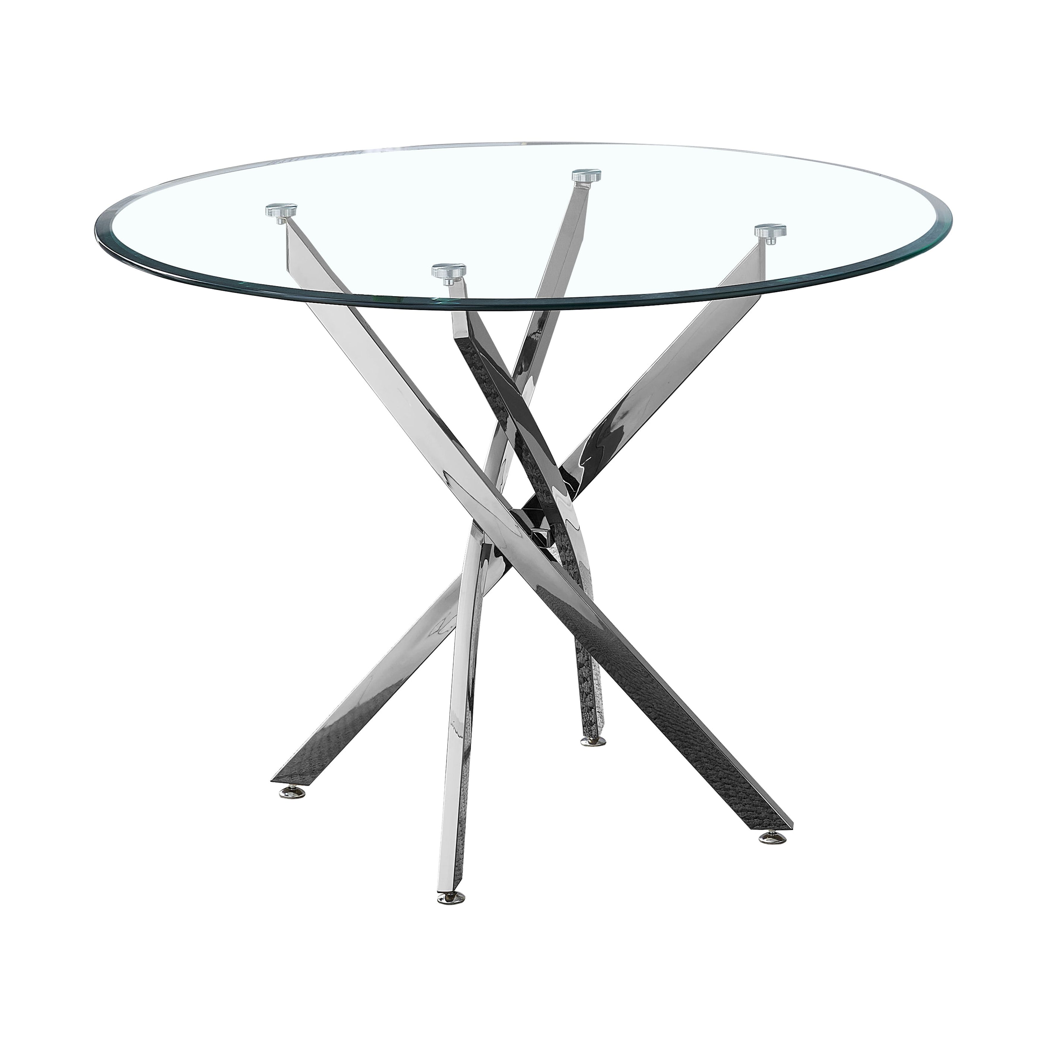 LANTRO JS Artisan Circle Tempered Glass Top Dining Table with Chrome ...