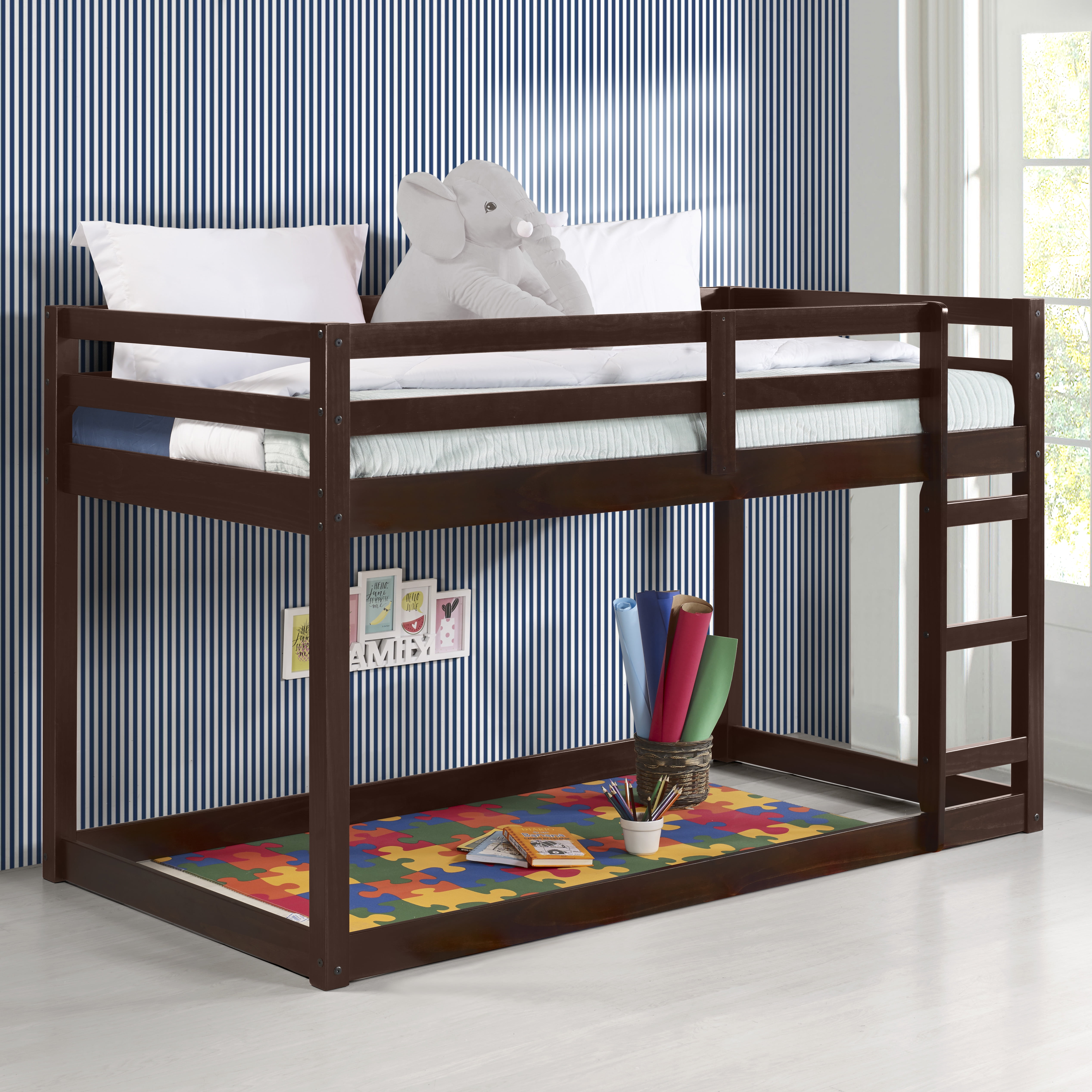 LANTRO JS Loft Bed, Espresso 38185 - Walmart.com