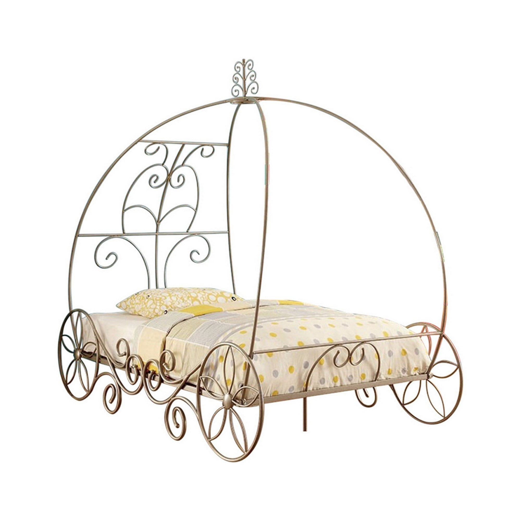 LANTRO JS Princess Full Size Bed In Metallic frame, Champagne Gold ...