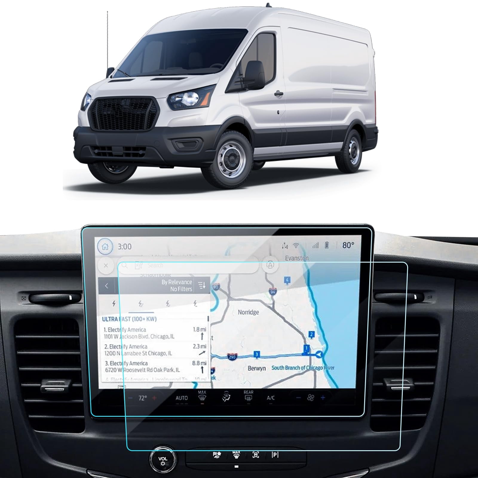LANTU 2PCS Car Screen Protector for 2022 2023 2024 2025 Ford Transit ...