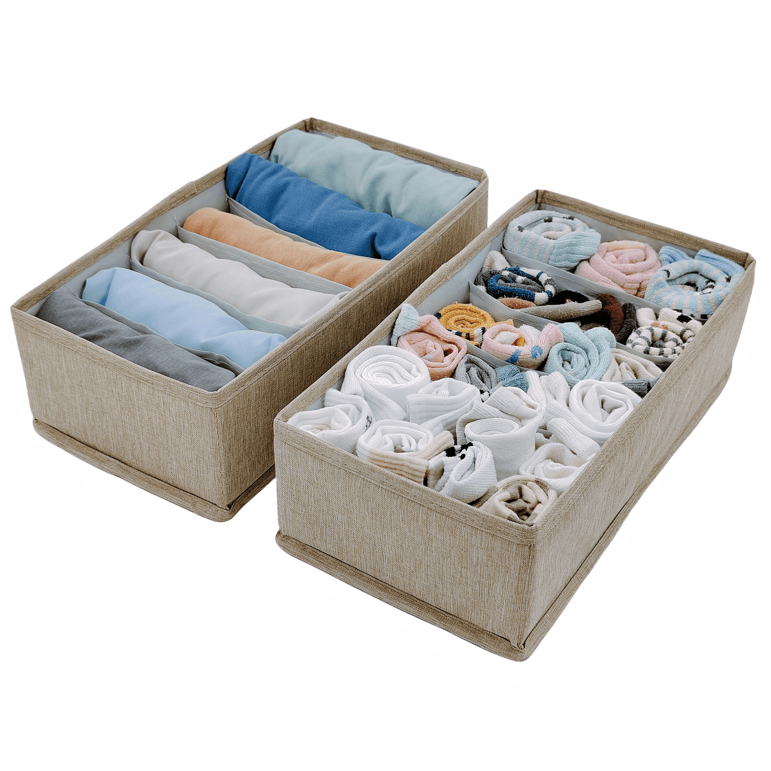 LANTWOO 2 Pack Sock Underwear Drawer Organizer Dividers, Collapsible ...