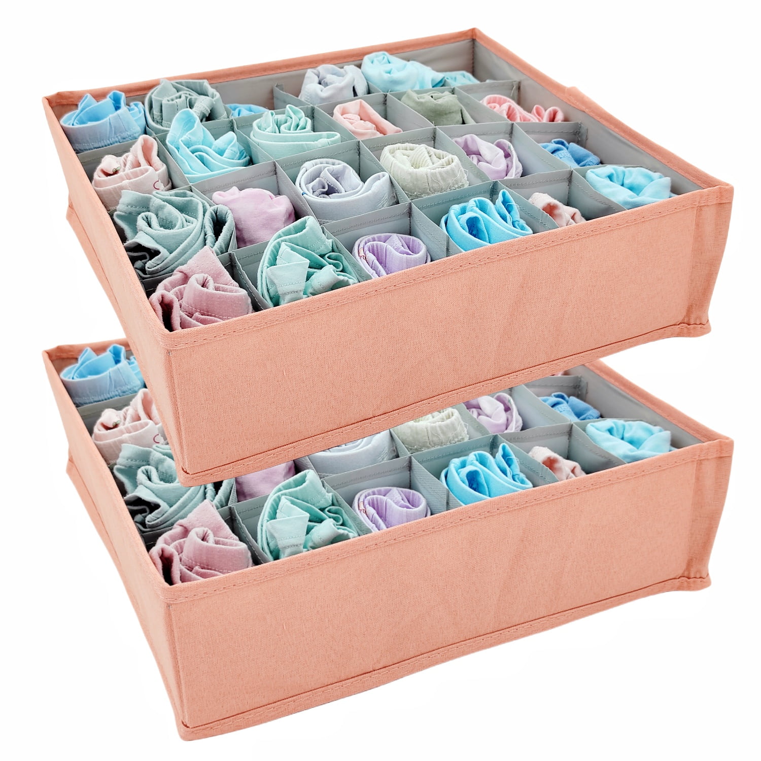 LANTWOO 2 Pack Sock Underwear Organizer Dividers, 48 Cell Fabric ...